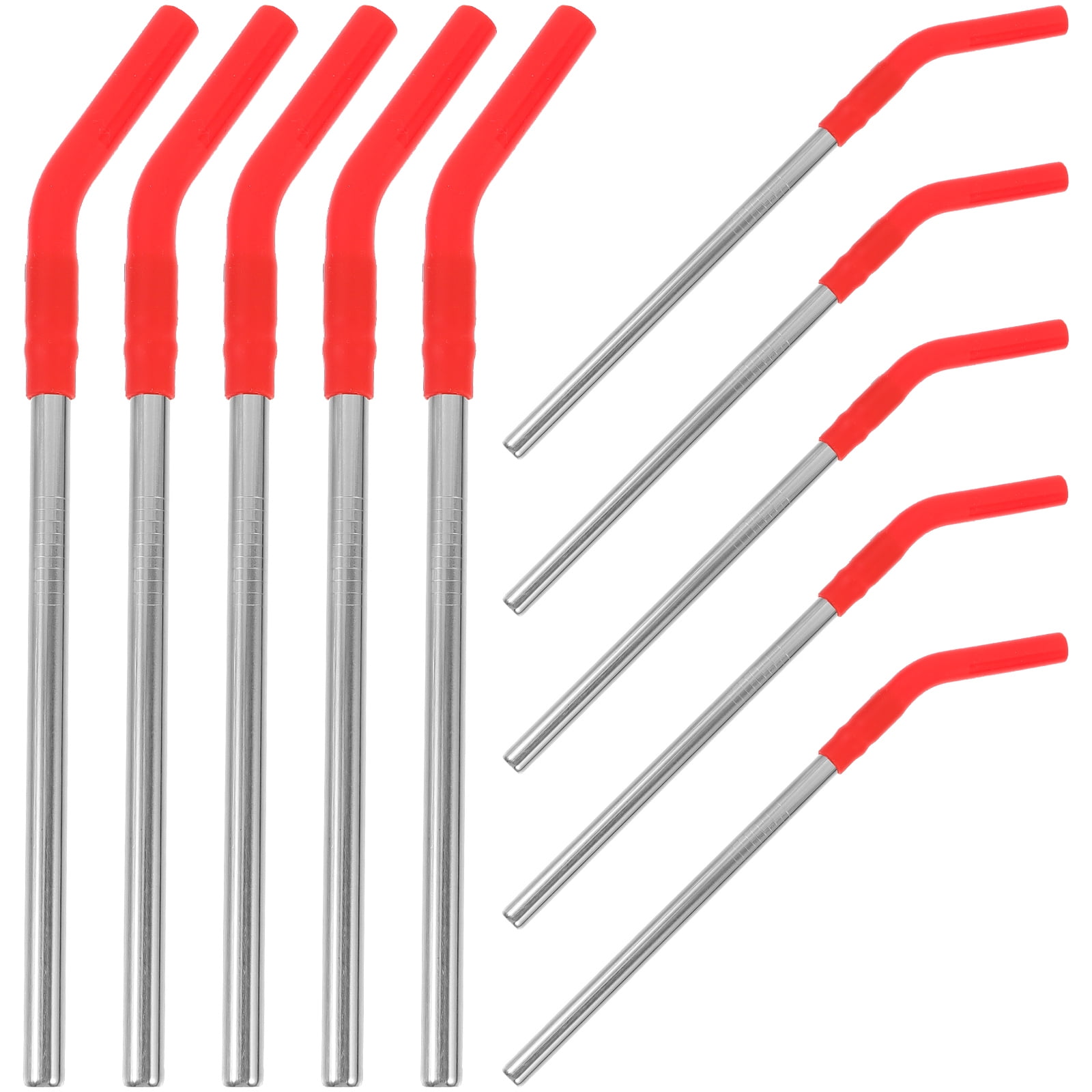 ONAPARTER 10 Pcs Stainless Steel Straw Straws Cocktail Silicone Tips ...