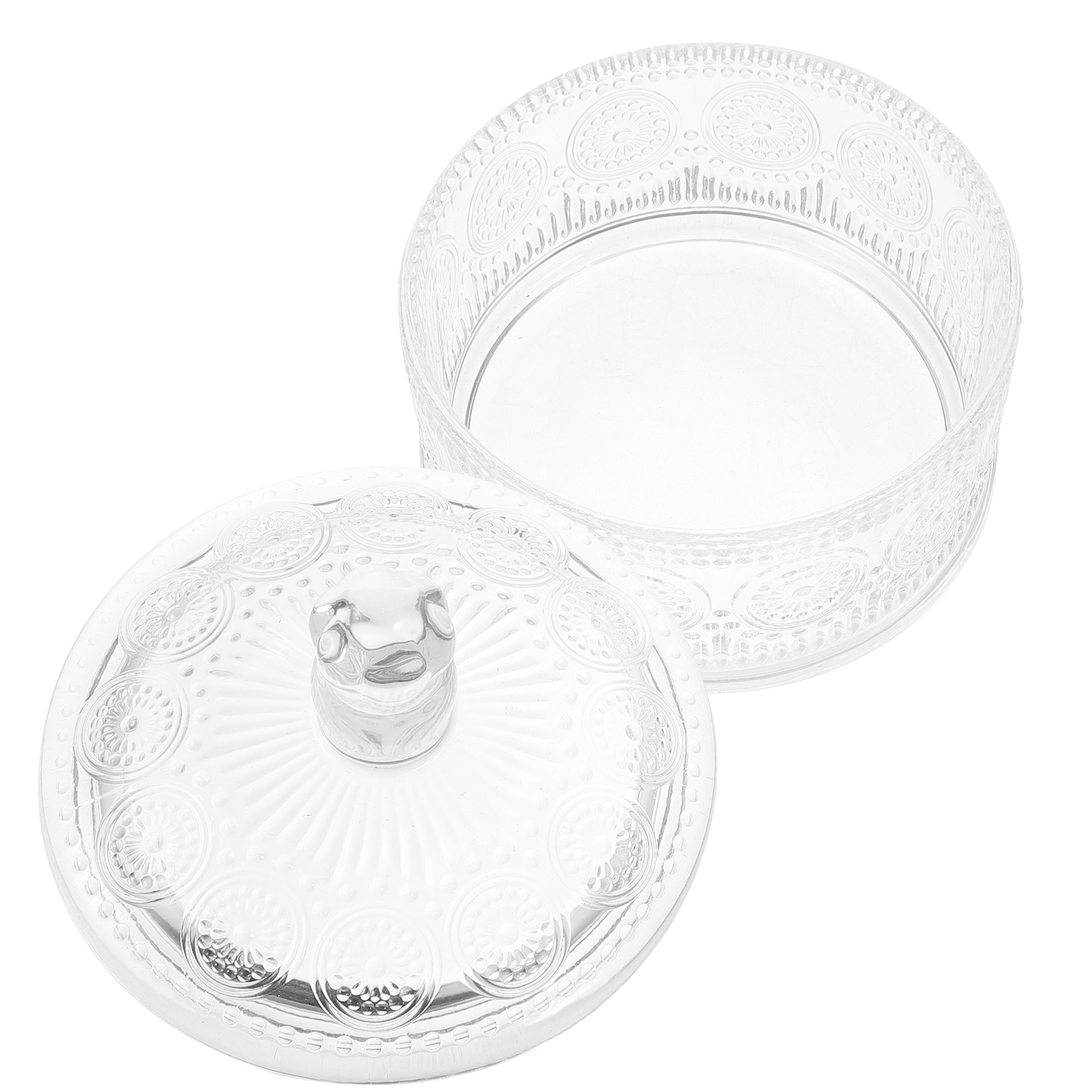 ONAPARTER Embossed Glass Jar with Lid Candy Jewelry Storage Jars for ...