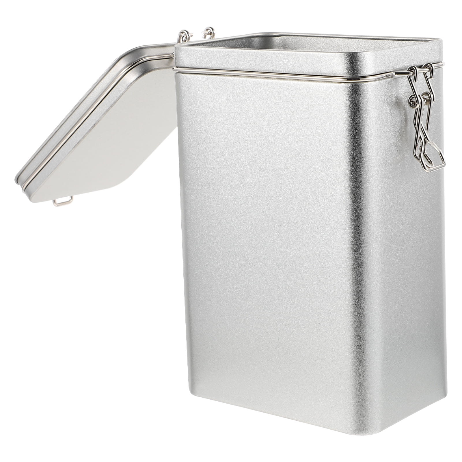 Onaparter Silver Tinplate Storage Tank Cereal Jar Airtight Steel ...