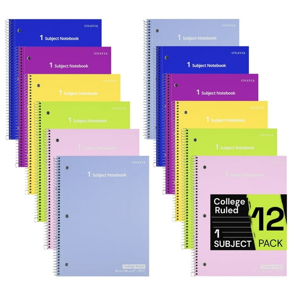 Wirebound Notebook 1 Subject, Wide/Legal Rule, Assorted Color Covers ...