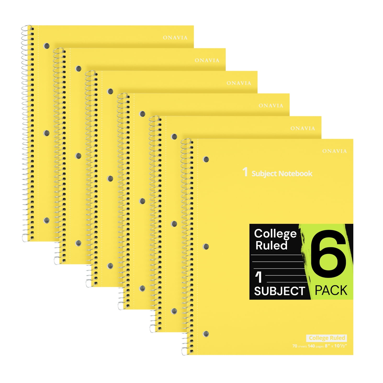 ONAVIA 1 Subject Notebook, College Ruled Spiral Notebook, 8”×10.5”, 3 ...