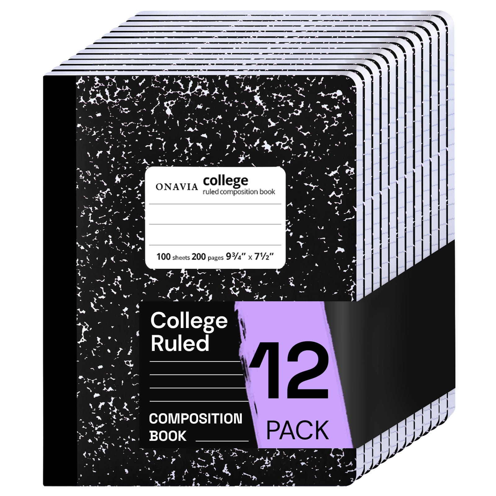 ONAVIA Composition Notebook College Ruled, 12 Pack, 200 Pages/100 ...