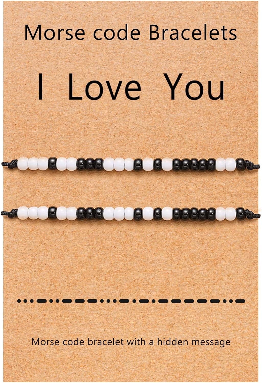 ONAVIA I Love You Morse Code Bracelet White and Black Glass - Walmart.com