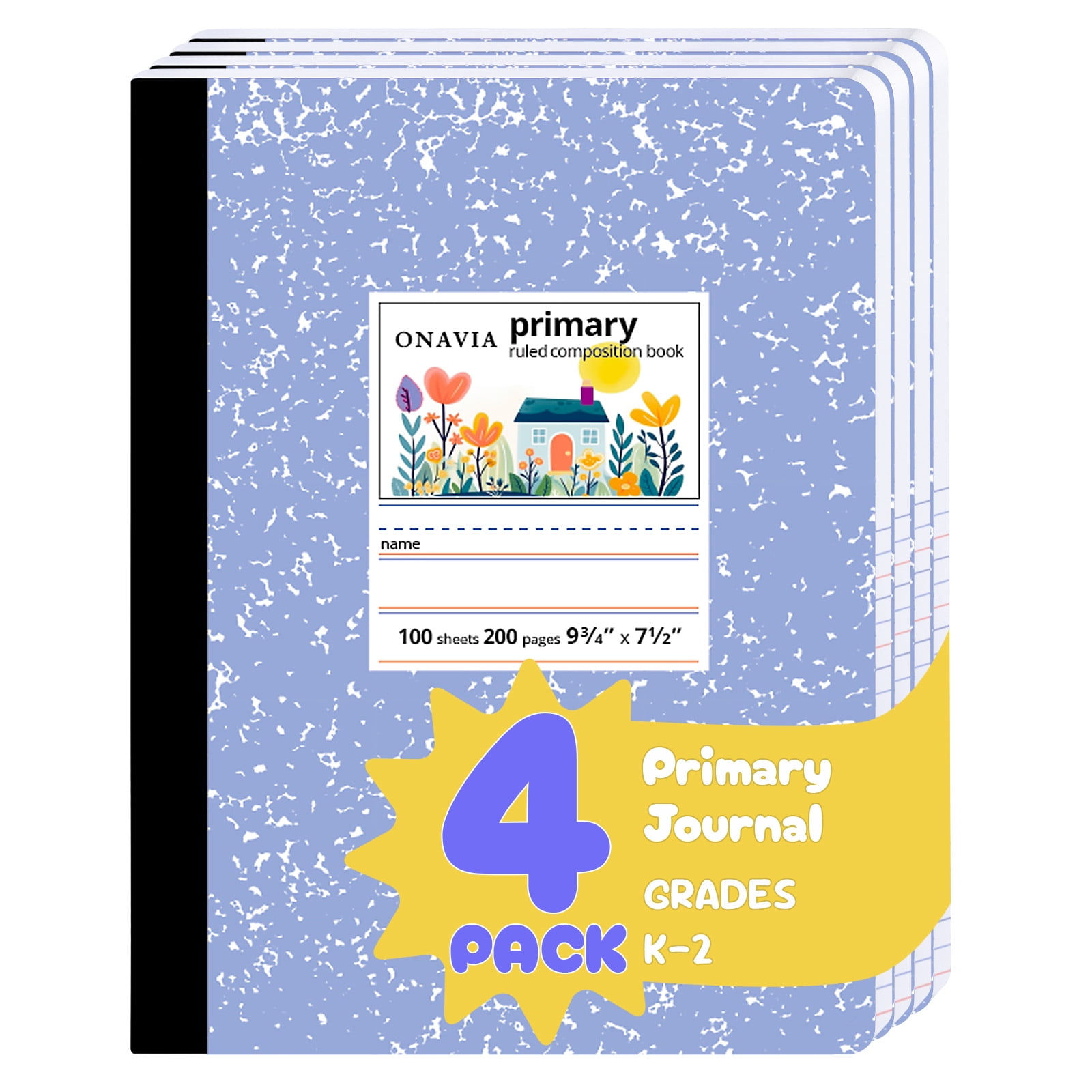 ONAVIA Primary Composition Notebook K-2, Primary Ruled Journal with Picture Space, 100 Sheets, 9 ...