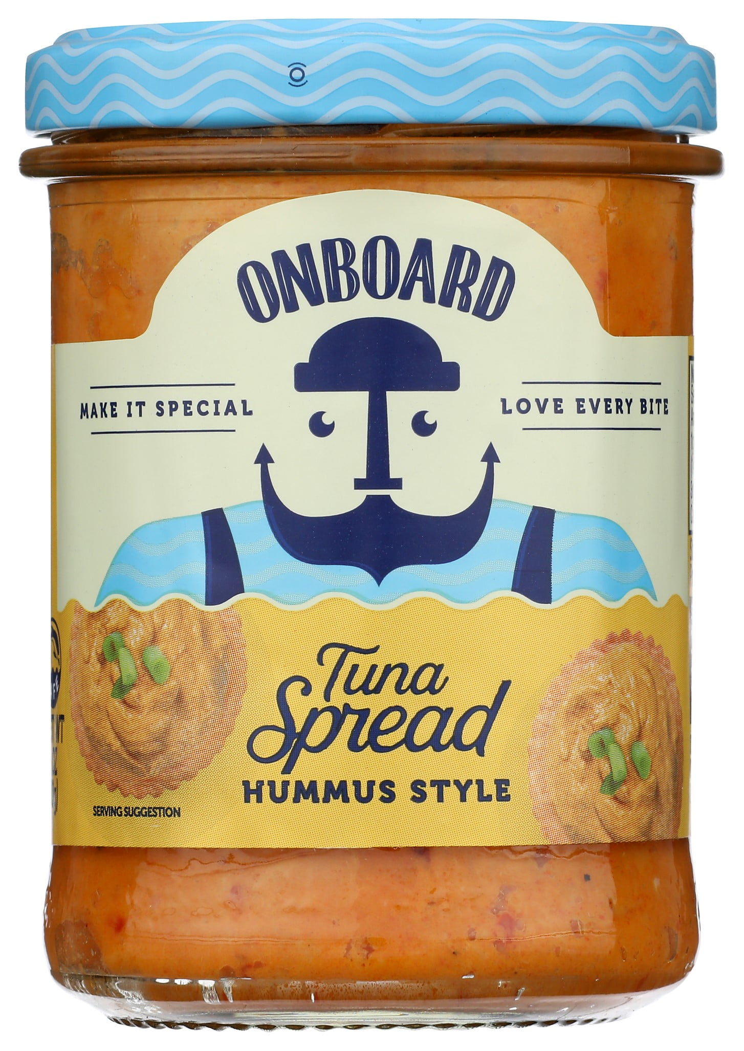 ONBOARD Yellowfin Tuna Spread Hummus Style, 7.1oz Jar, Nuts and Soy Free, Contains Egg and Fish ...