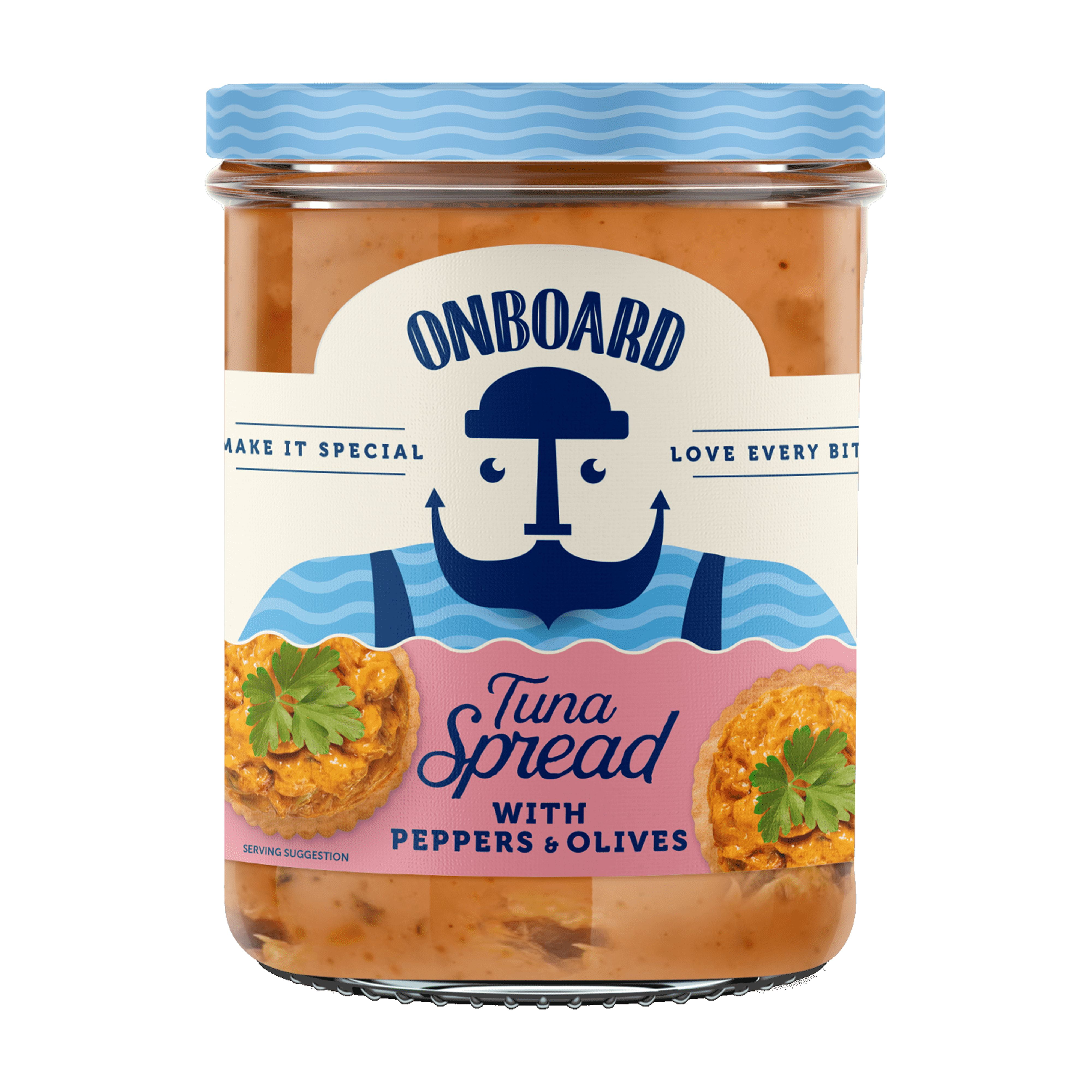 Onboard Yellowfin Tuna Spread with Pepper and Olives, 7.1oz Jar, Nuts and Soy Free, Contains Egg ...