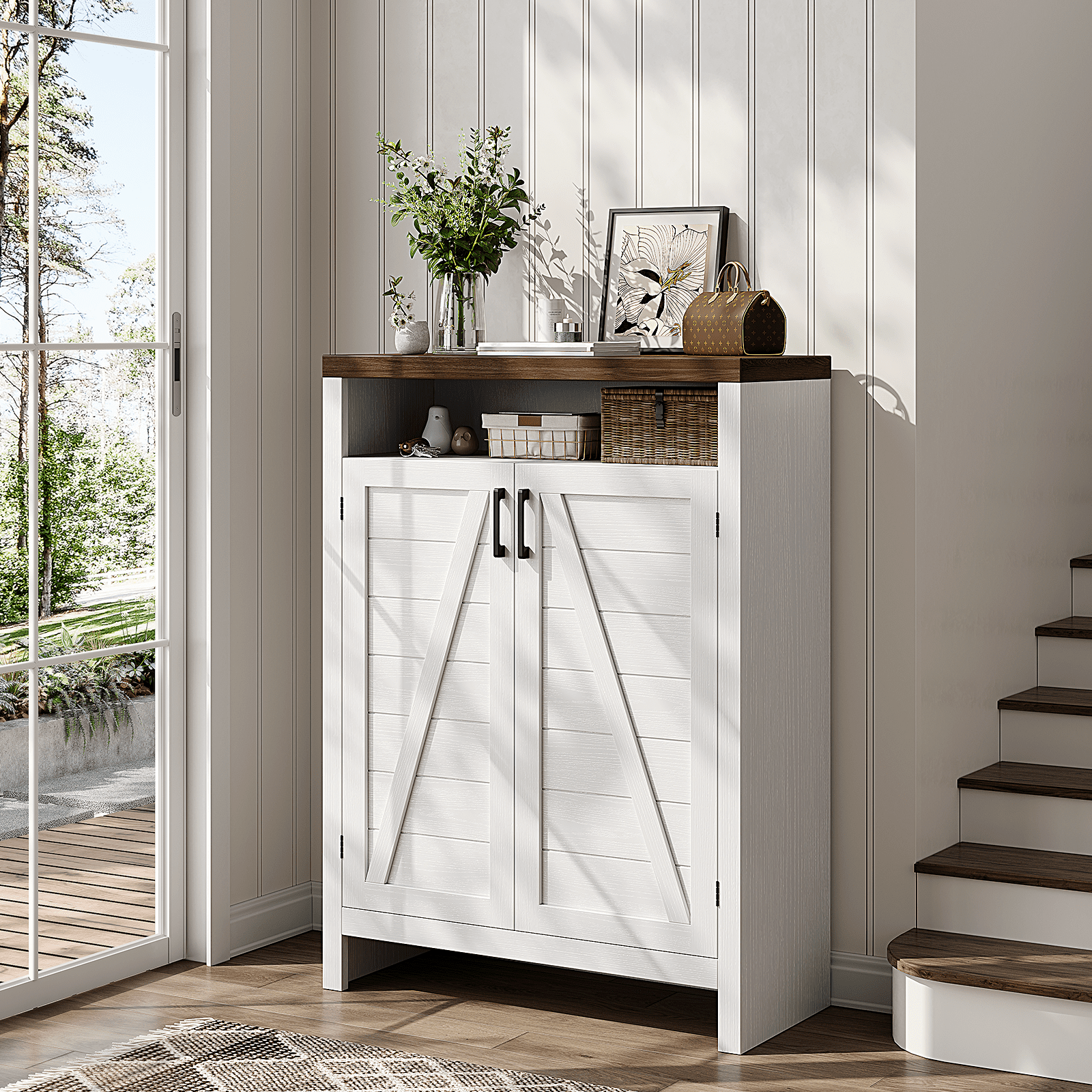 ONBRILL 6-Tier Shoe Cabinet with Doors, Farmhouse Shoe Storage Cabinet ...