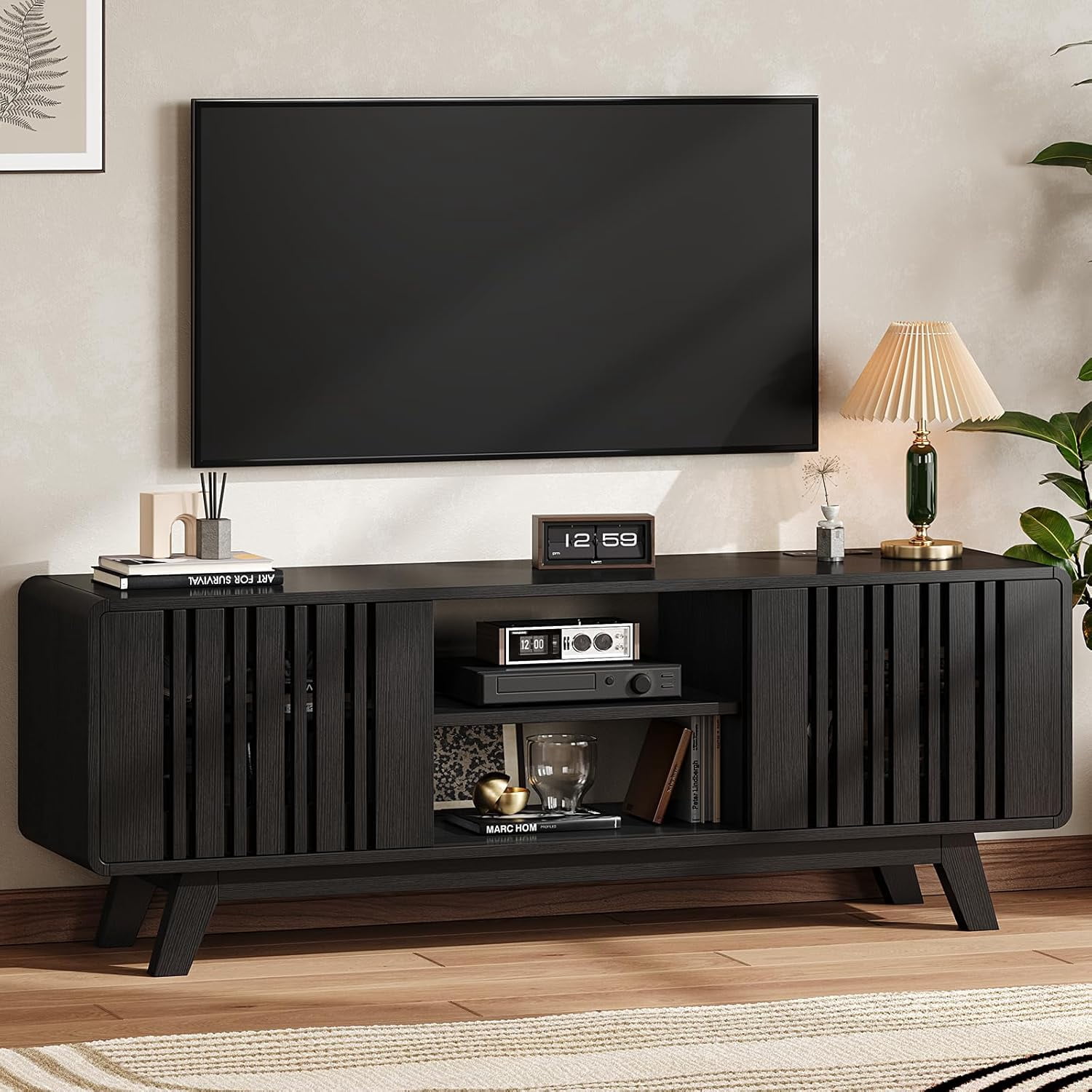 ONBRILL 63-Inch TV Stand for TVs up to 75 Inch, Mid-Century Modern ...