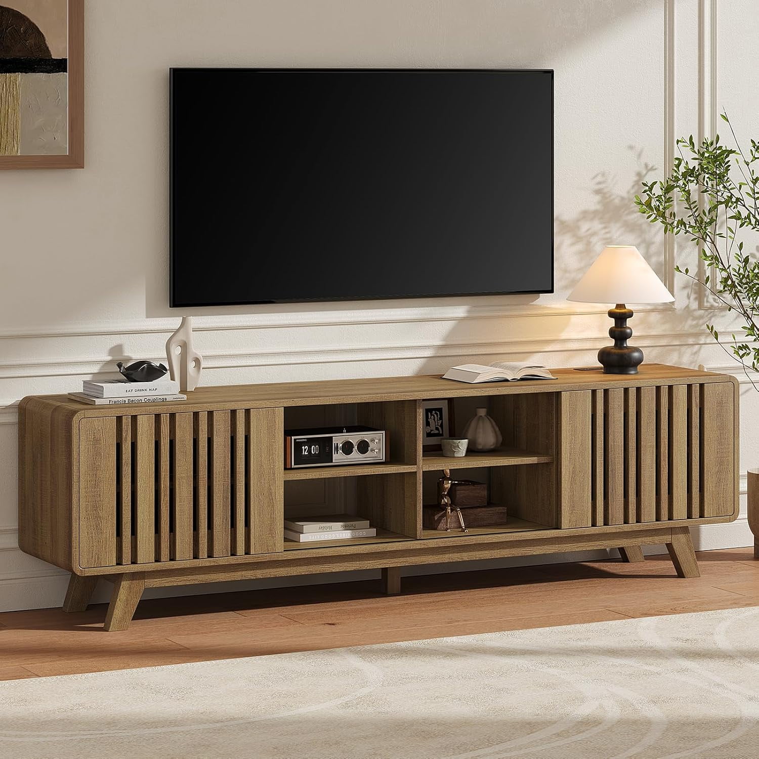 ONBRILL 70-Inch TV Stand for TVs up to 80 Inch, Mid-Century Modern ...
