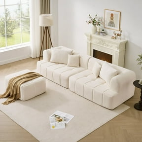 BizChair Luxury Modular Sectional Sofa, Left Side with Arm Rest, Cream ...