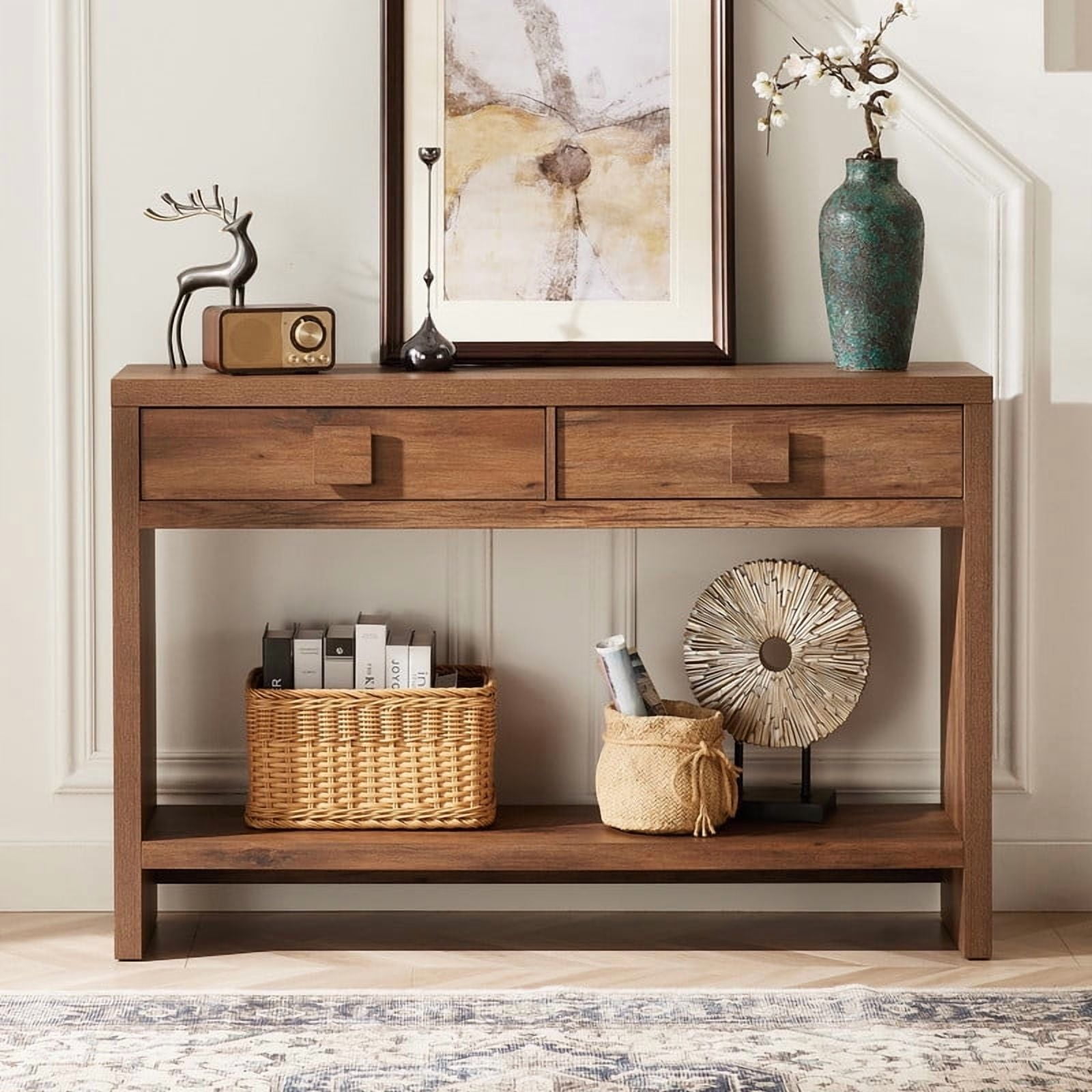 ONBRILL Console Table with Drawers, 47 Inch Narrow Entryway Table with ...