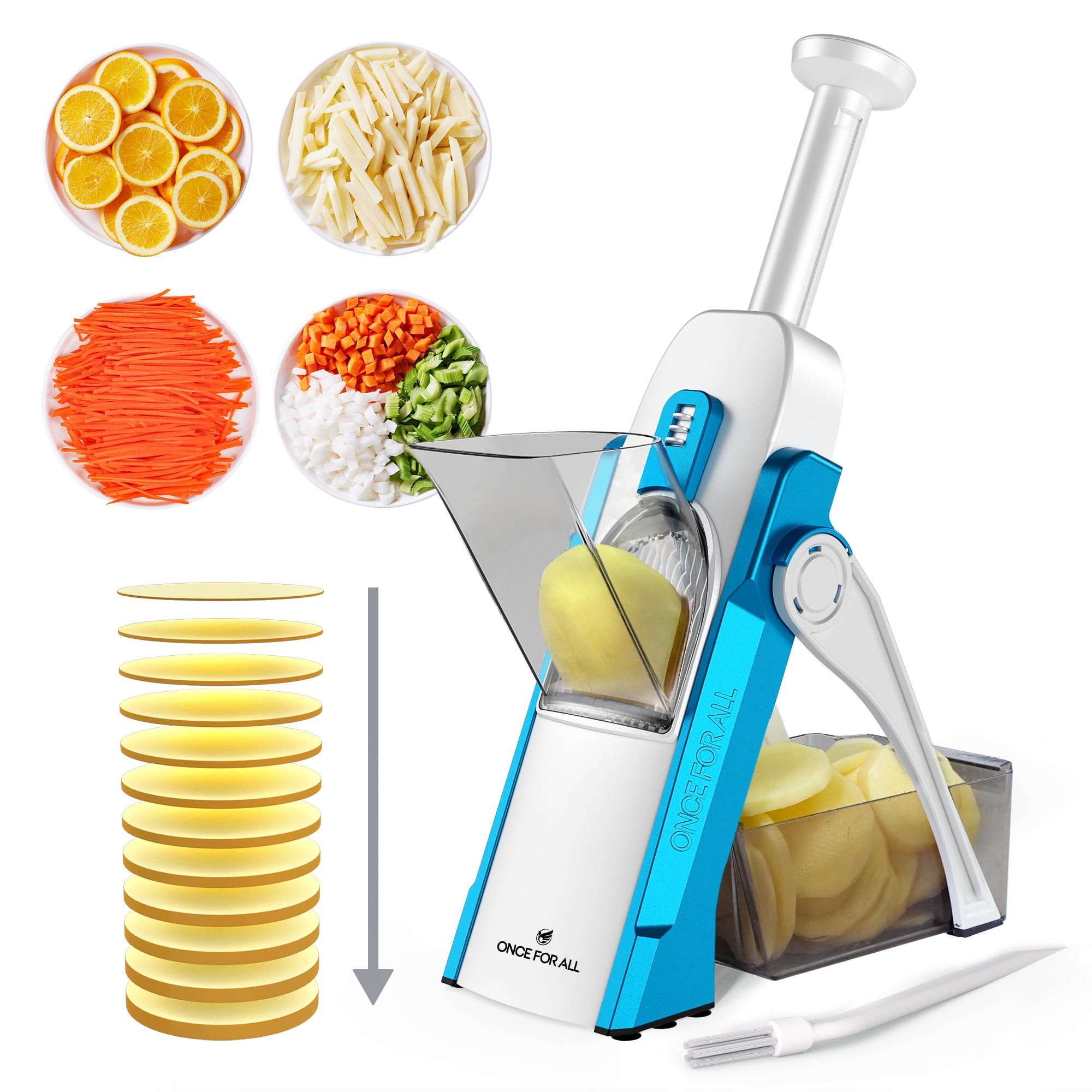 ONCE FOR ALL Safe Mandoline Food Slicer with Adjustable Stainless Steel ...
