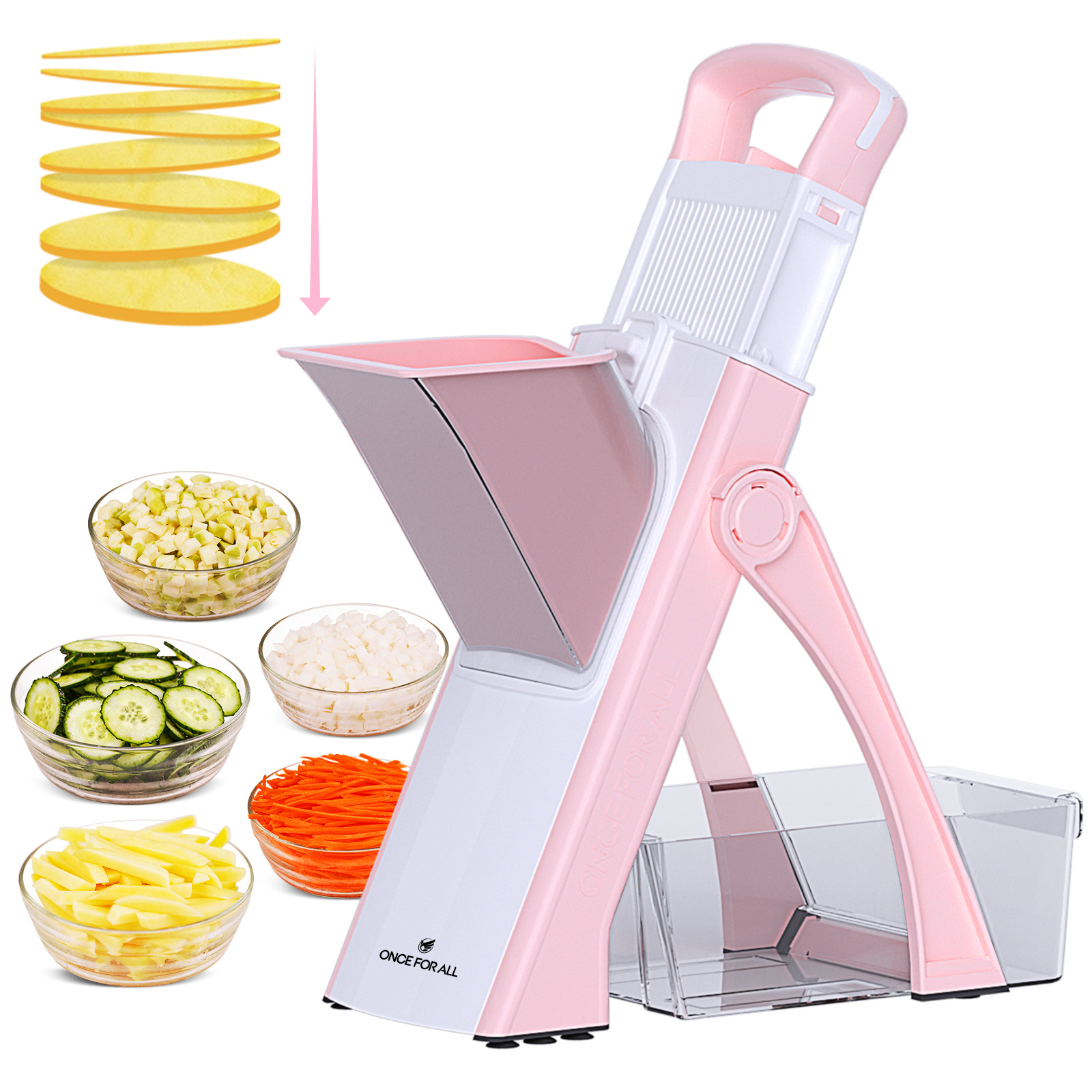 ONCE FOR ALL Safe Mandoline Food Slicer for Kitchen, Multifunctional ...