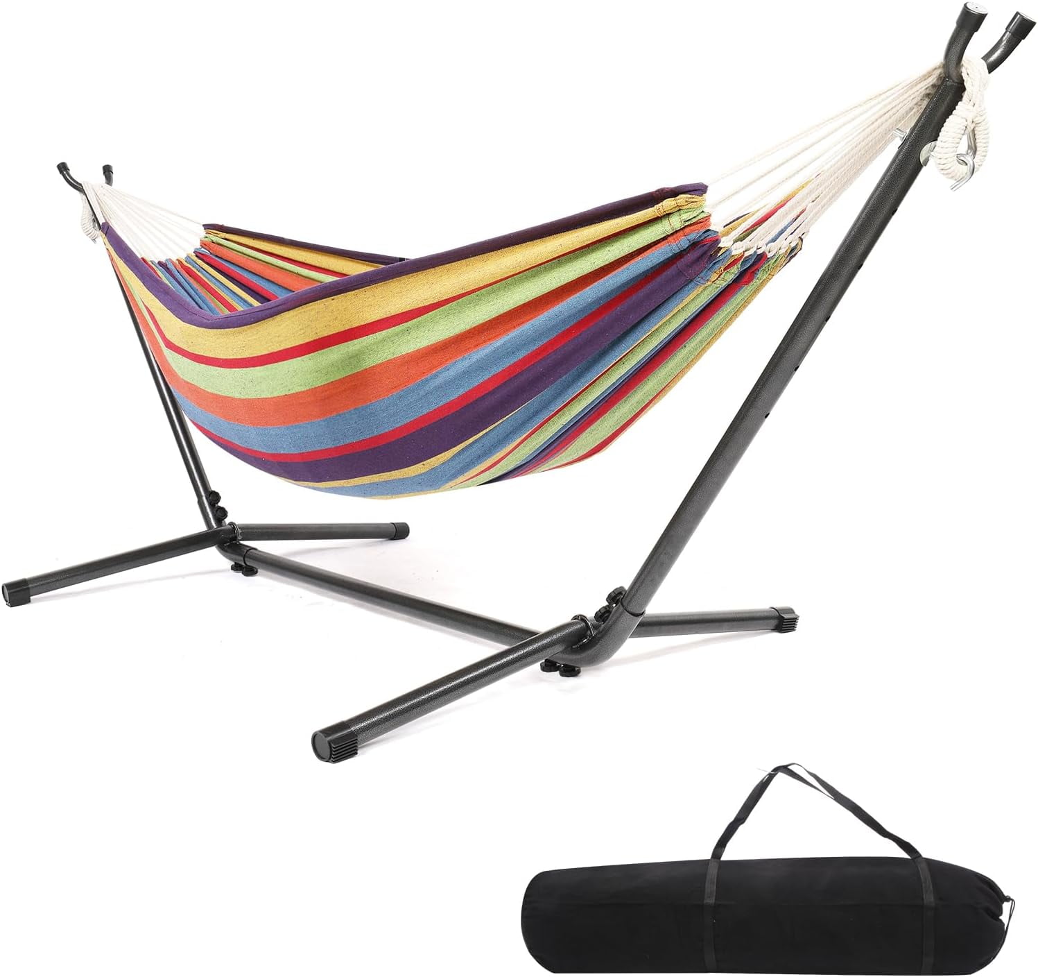 ONCLOUD 550 LBS Capacity Double Hammock with Stand Included with Portable Carrying Bag, Heavy ...