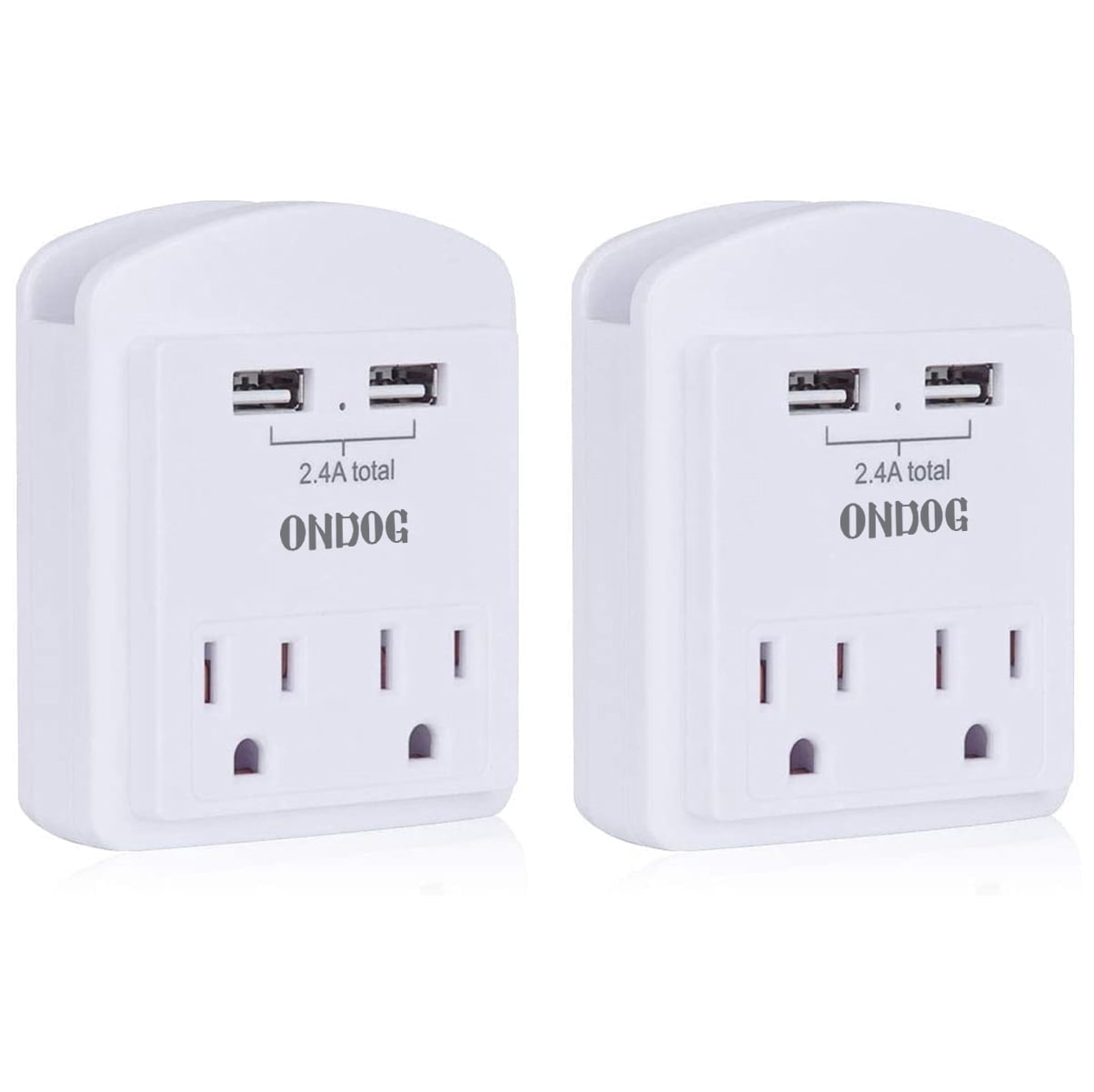 ONDOG USB Wall Charger, 2-Pack Small Surge Protector with 2 USB Ports ...