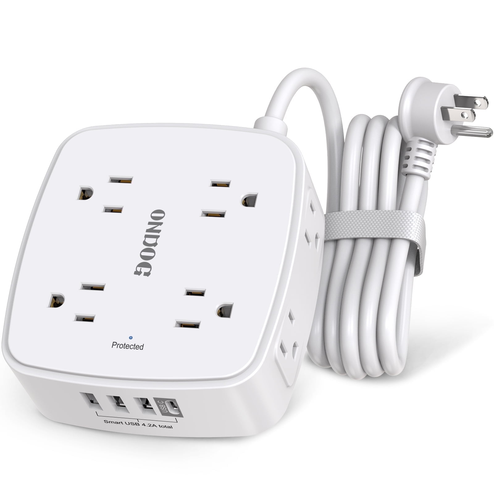 Yintar 6Ft Surge Protector Power Strip - 8 Outlets, 4 USB Ports with ...