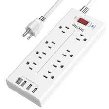 Titan 6-Outlet Surge Protector with LED Lights, 8ft. Extension Cord ...