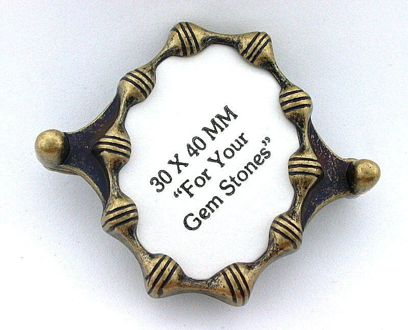 ONE ANTIQUE GOLD COLOR 40x30 CABOCHON CAB GEMSTONE GEM BOLO TIE ...