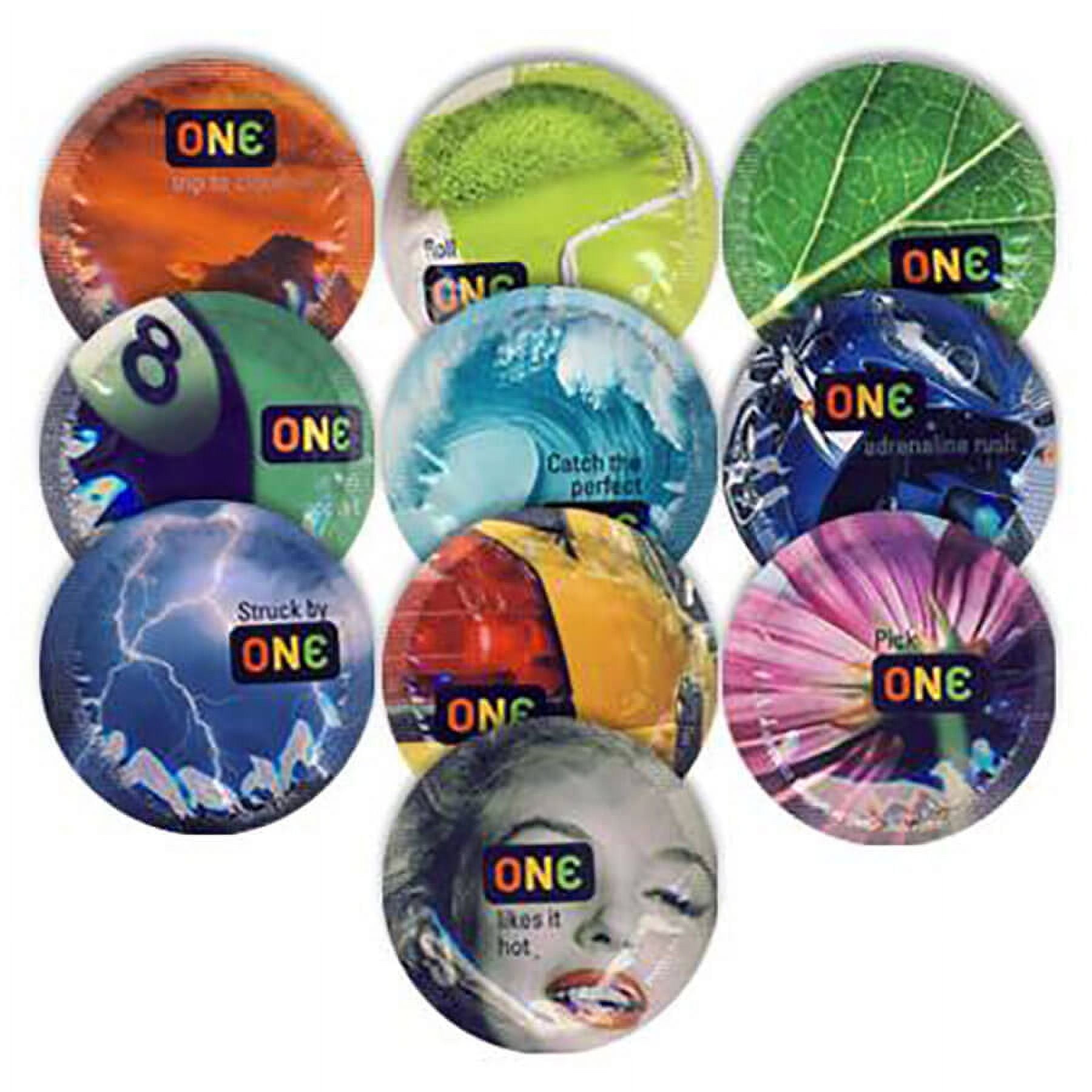 ONE Color Sensations + Brass Lunamax Pocket Case, Premium Lubricated Latex Condoms-12 Count ...