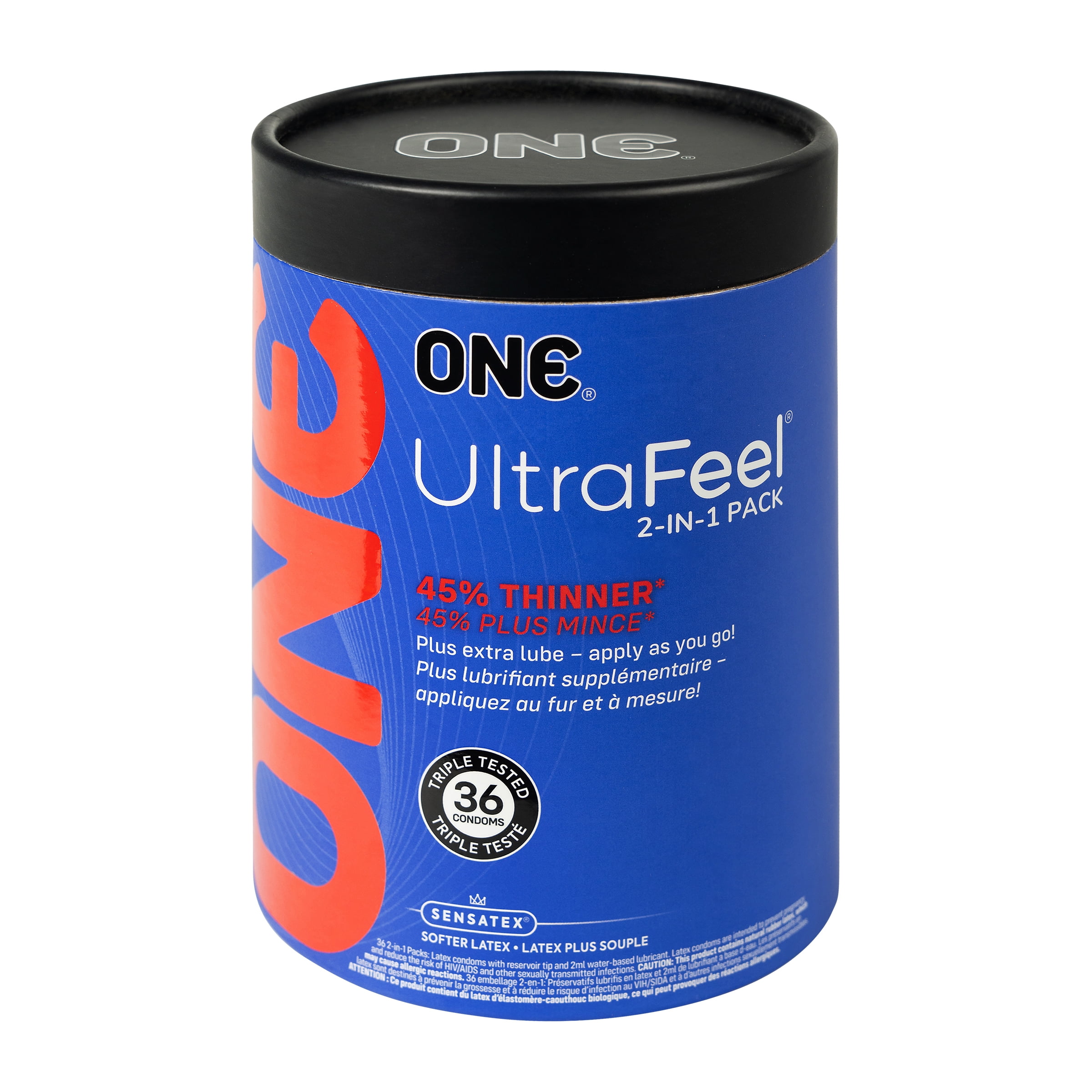 ONE Condoms UltraFeel Condoms | 36 Pack | Latex Condoms | Vegan-Friendly | Condom & Lubricant ...