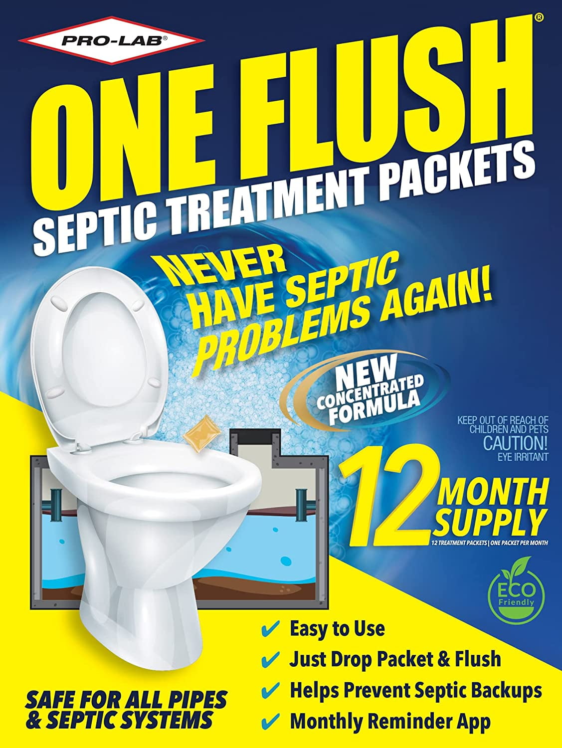 ONE FLUSH - Septic Tank Treatment Packets, 1-Year Supply of Easy-Flush ...