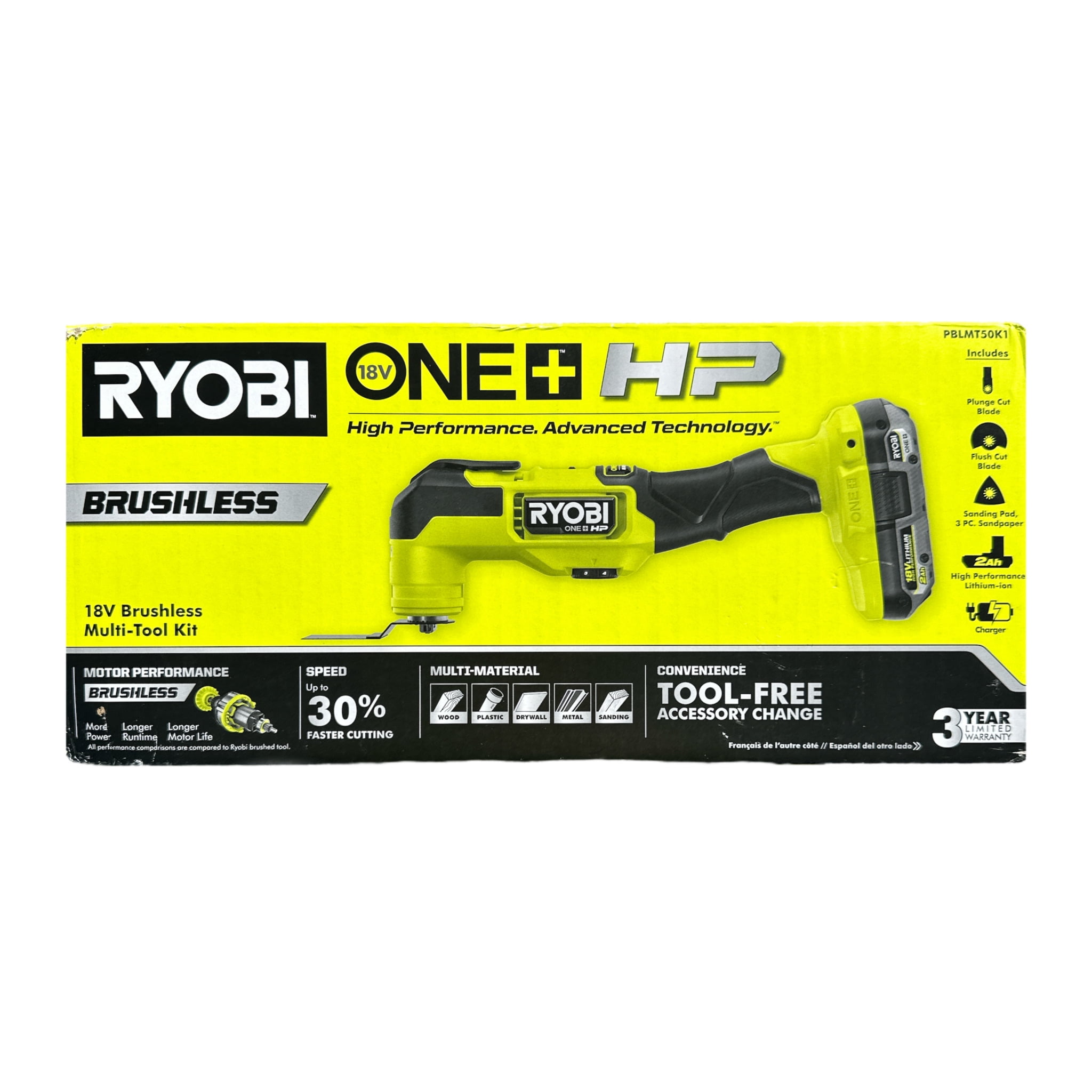 RYOBI ONE+ HP 18V Brushless Cordless Multi-Tool Kit with 2.0 Ah Battery ...