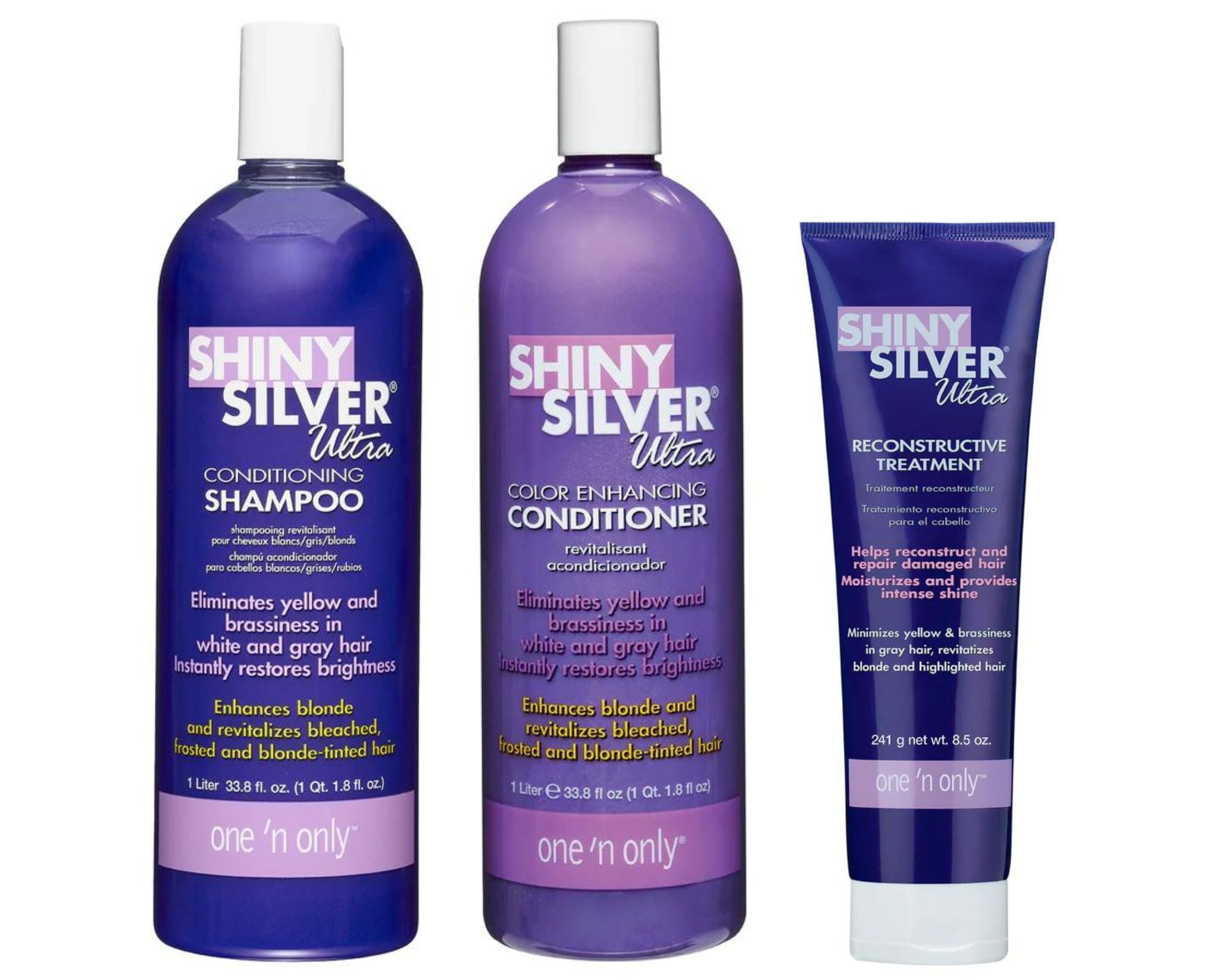 ONE N ONLY Shiny Silver - (Shampoo+Conditioner) 33.8oz + Reconstructive ...