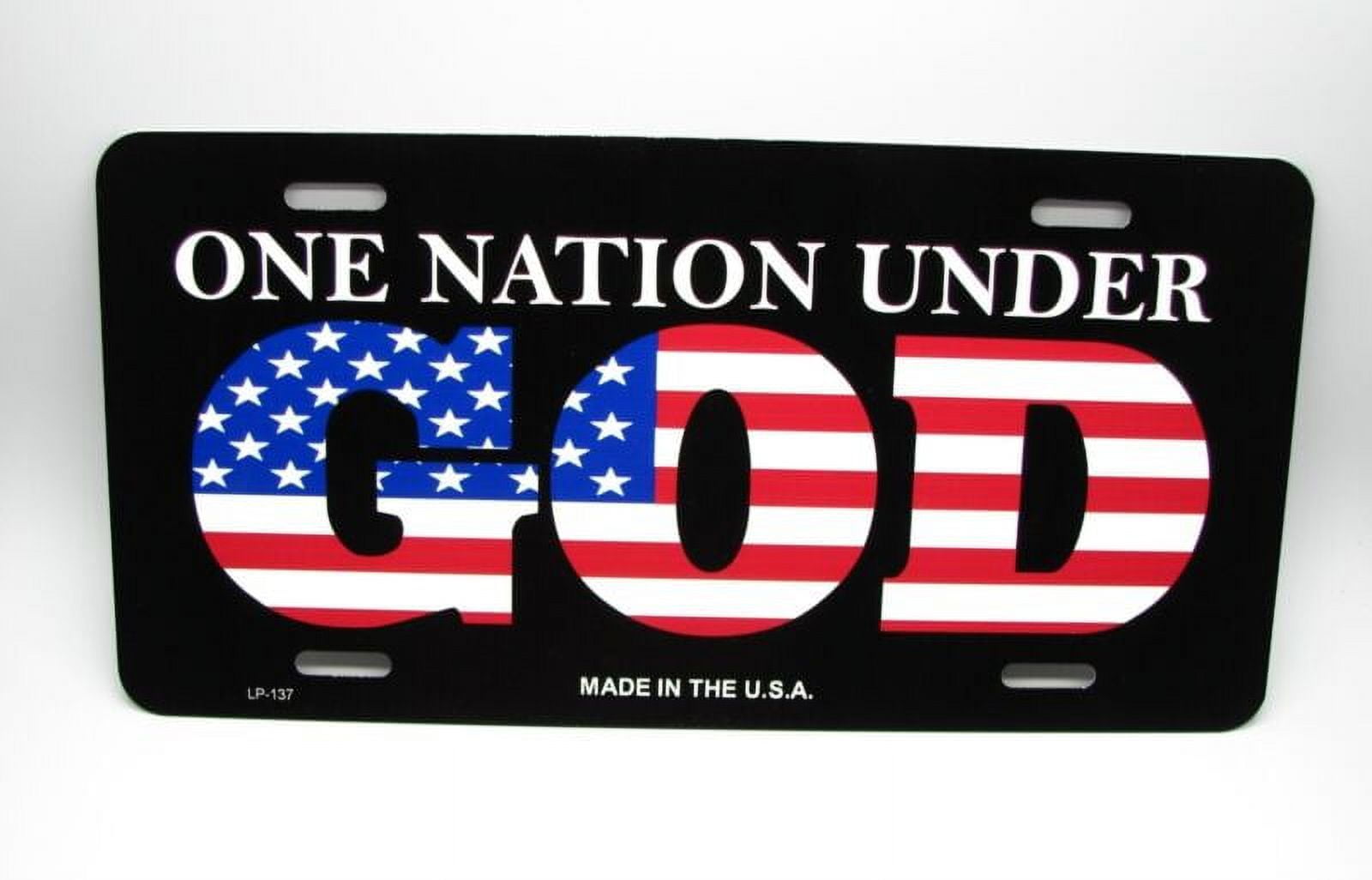 ONE NATION UNDER GOD AMERICAN FLAG METAL CAR LICENSE PLATE AUTO TAG ...