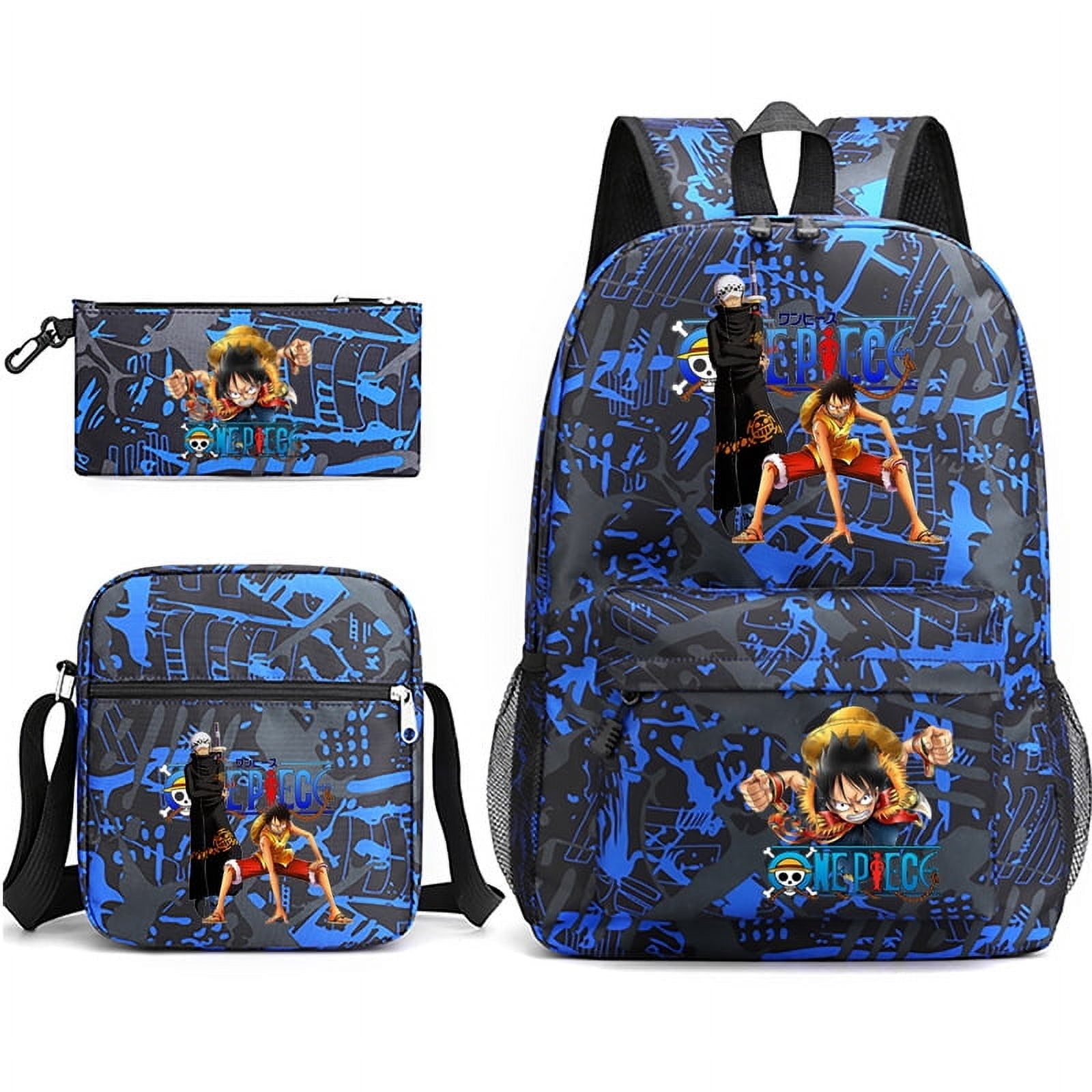 ONE-PIECE Anime Backpack Set 3 Pieces with Shoulder Bag and Pencil Case ...