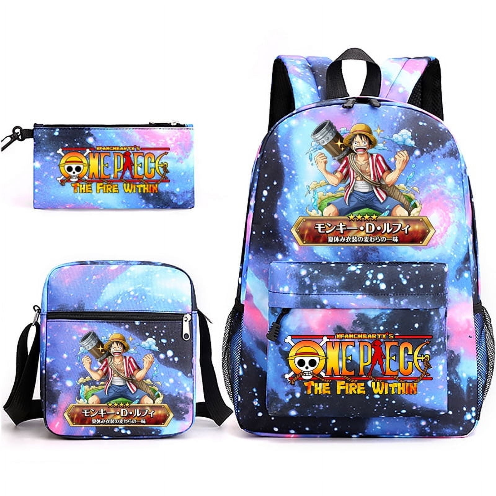 ONE-PIECE Anime Backpack Set 3 Pieces with Shoulder Bag and Pencil Case ...