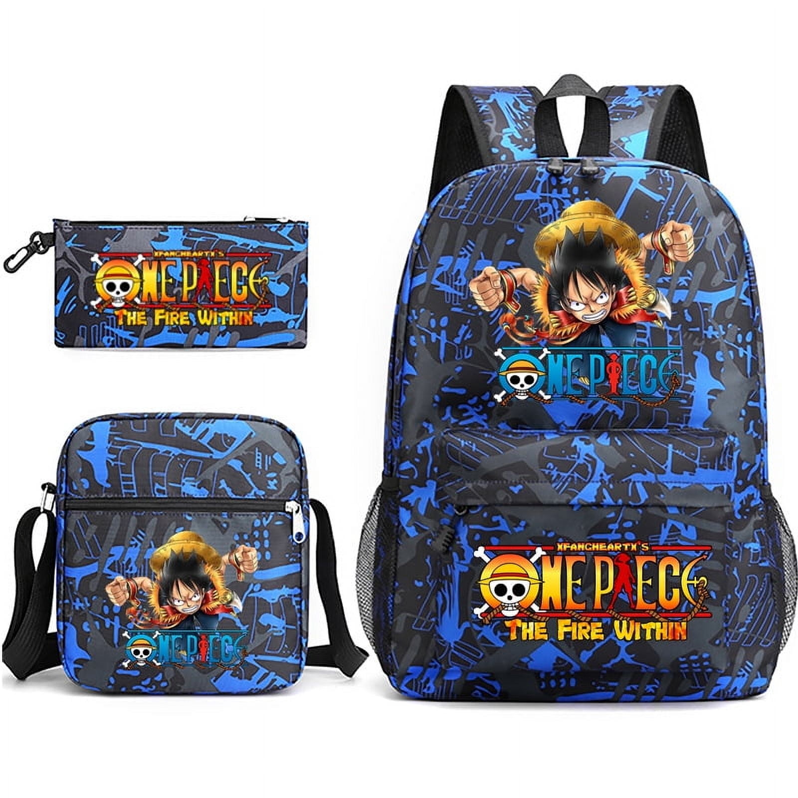 ONE-PIECE Anime Backpack Set 3 Pieces with Shoulder Bag and Pencil Case ...