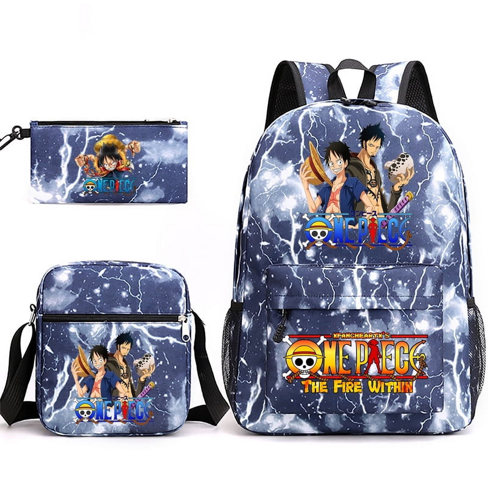 ONE-PIECE Anime Backpack Set 3 Pieces with Shoulder Bag and Pencil Case ...