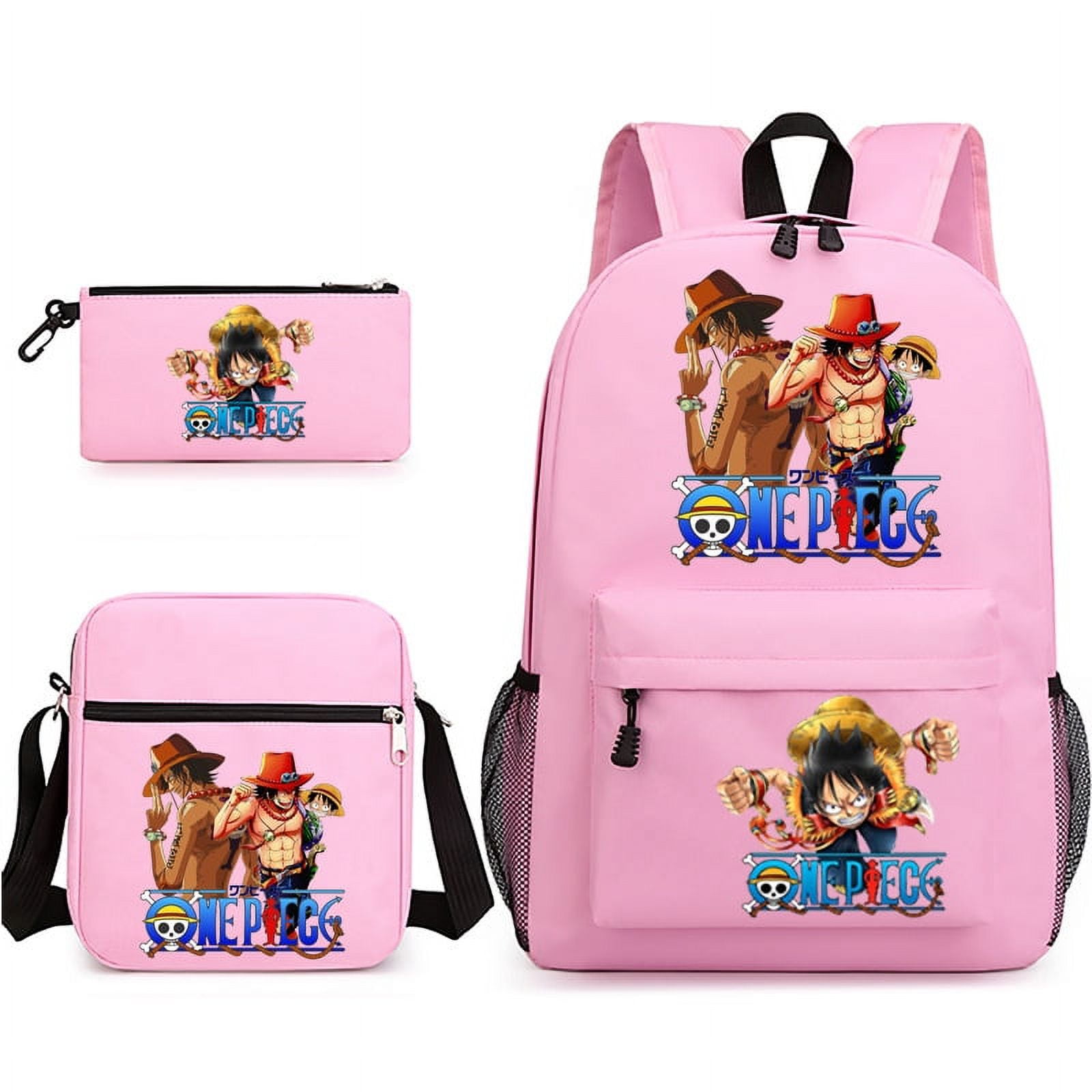 ONE-PIECE Anime Backpack Set 3 Pieces with Shoulder Bag and Pencil Case ...