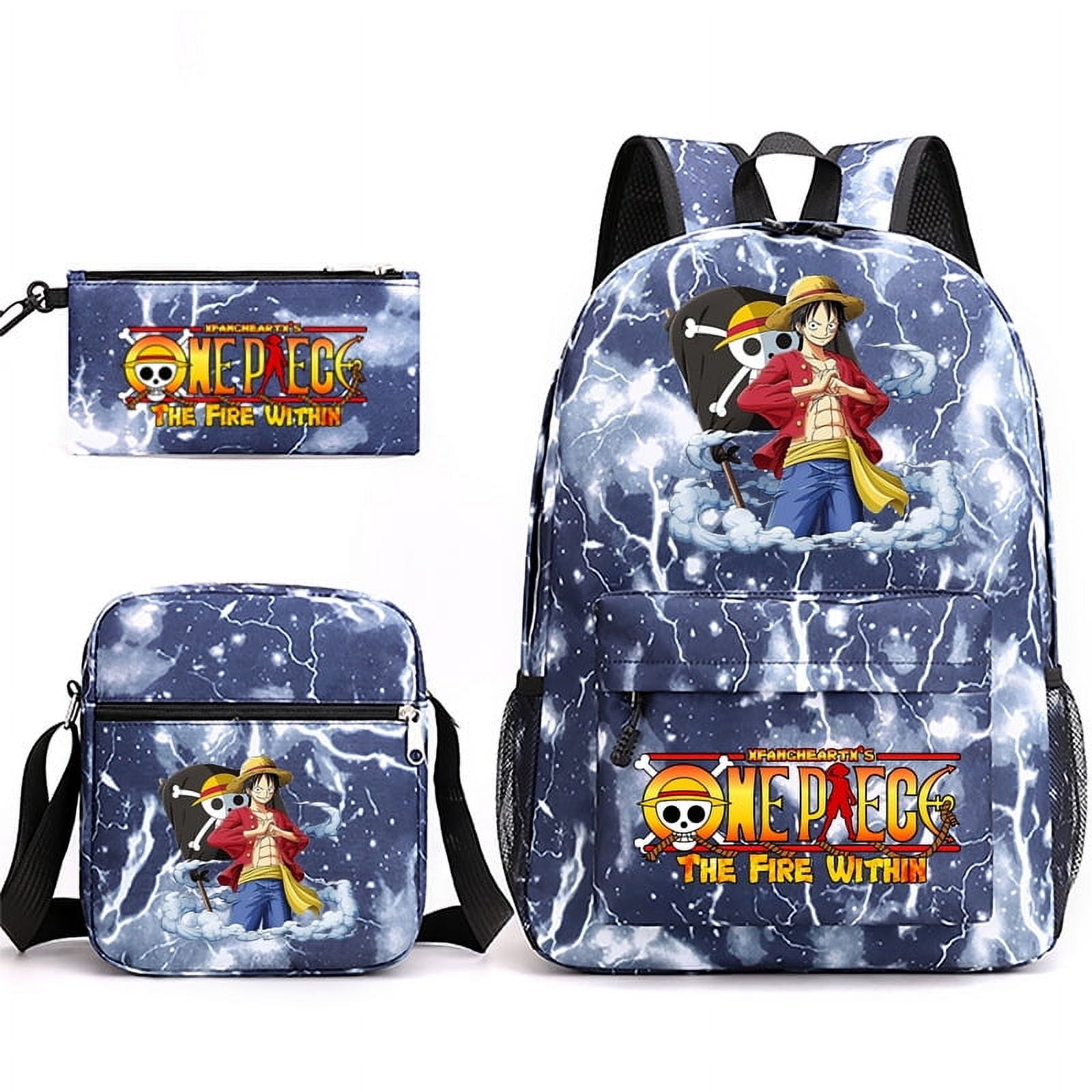 ONE-PIECE Anime Backpack Set 3 Pieces with Shoulder Bag and Pencil Case ...