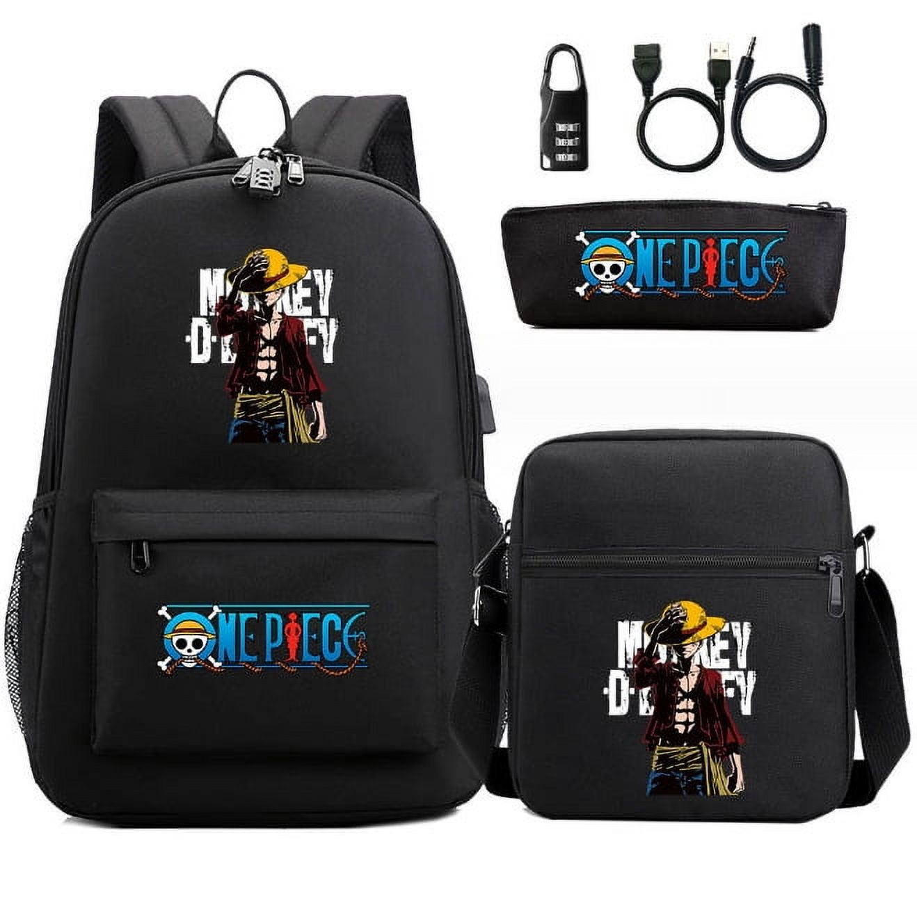 ON-E PIECE Anime Backpacks Sets, Cartoon Laptop Backpack with Lunch Bag ...