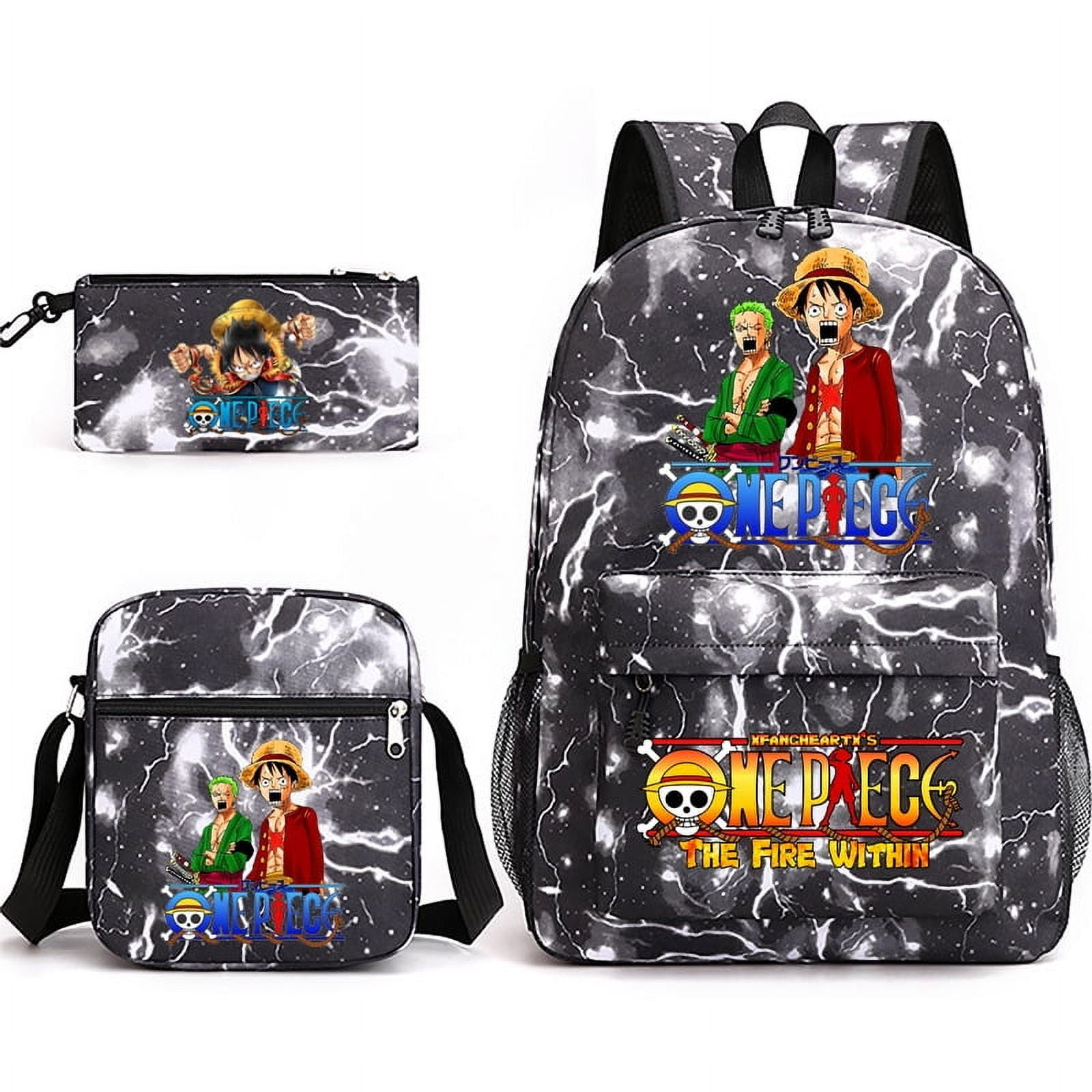 ONE PIECE Anime Backpacks Sets, Cartoon Laptop Backpack with Lunch Box ...