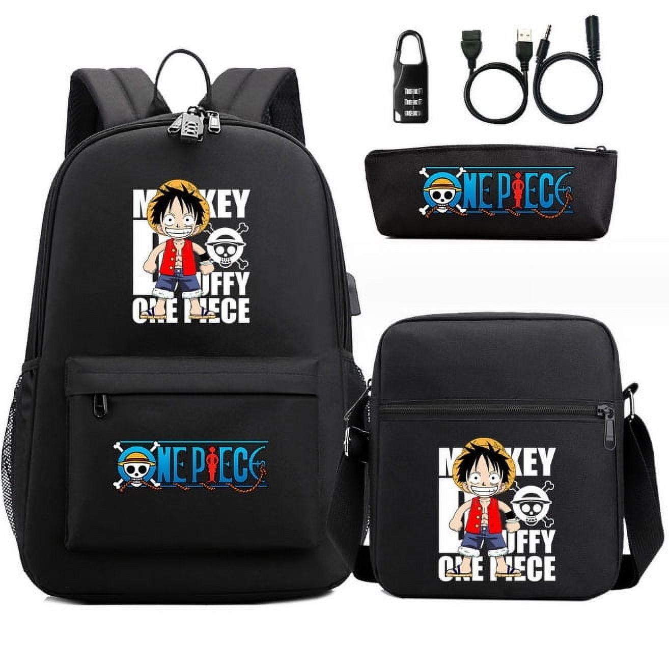 ONE-PIECE Anime Backpacks Sets, Cartoon Laptop Backpack with Lunch Box ...