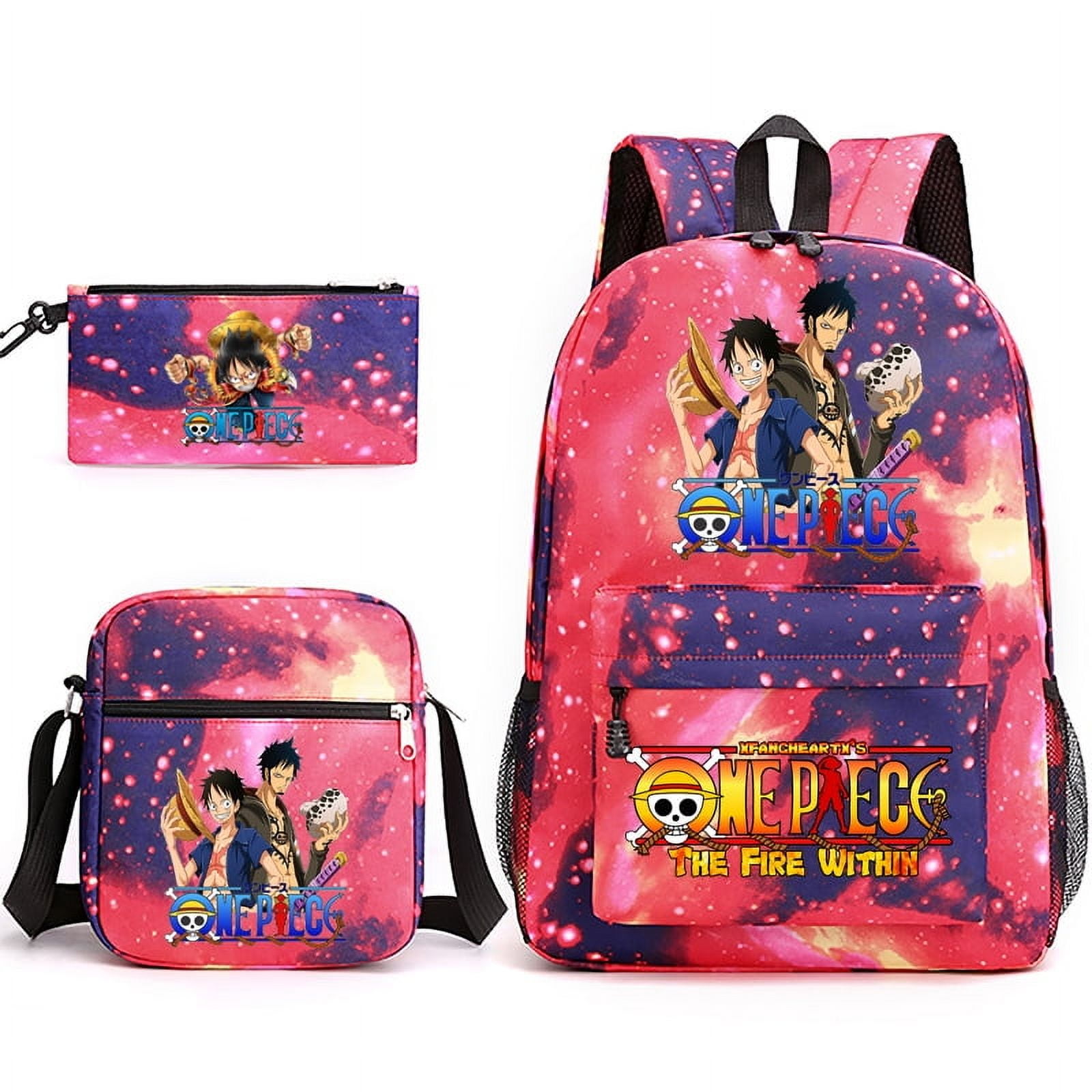 ONE PIECE Anime Backpacks Sets, Cartoon Laptop Backpack with Lunch Box ...