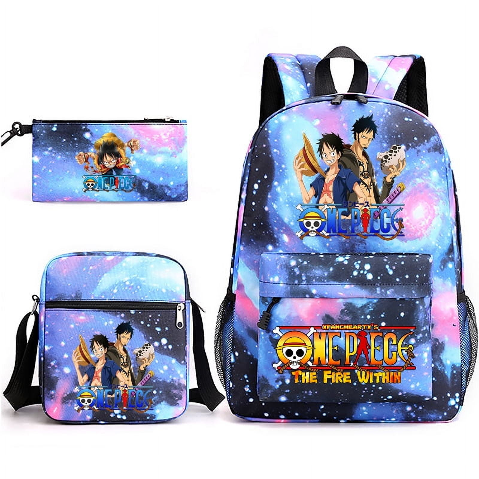 ONE PIECE Anime Backpacks Sets, Cartoon Laptop Backpack with Lunch Box ...