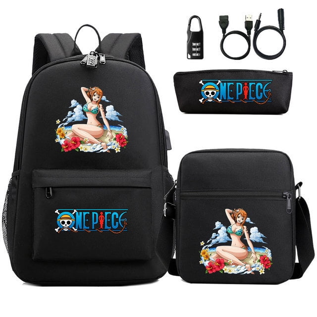 ONE-PIECE Anime Backpacks Sets, Cartoon Laptop Backpack with Shoulder ...