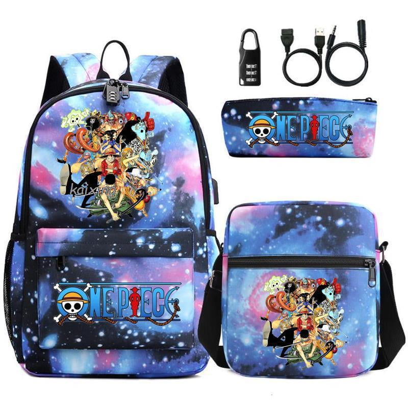 ONE-PIECE Anime Backpacks Sets, Cartoon Laptop Backpack with Shoulder ...