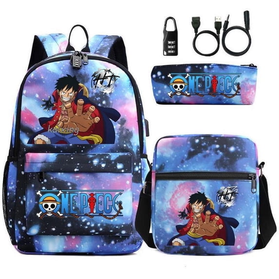 ONE-PIECE Anime Backpacks Sets, Cartoon Laptop Backpack with Shoulder ...
