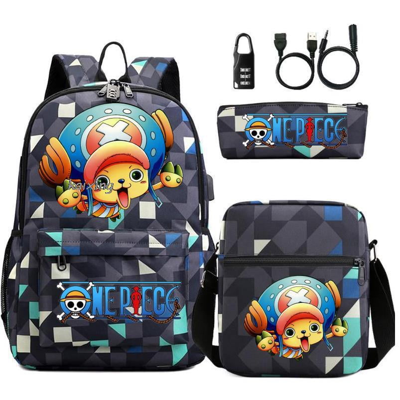 ONE-PIECE Anime Backpacks Sets, Cartoon Laptop Backpack with Shoulder ...