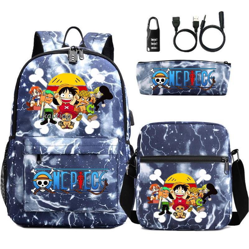 ONE-PIECE Anime Backpacks Sets, Cartoon Laptop Backpack with Shoulder ...