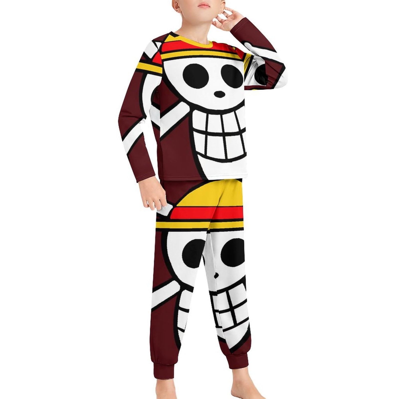 ONE PIECE Cartoon Anime Children's Long Sleeve Pajamas Set Boys Girls ...