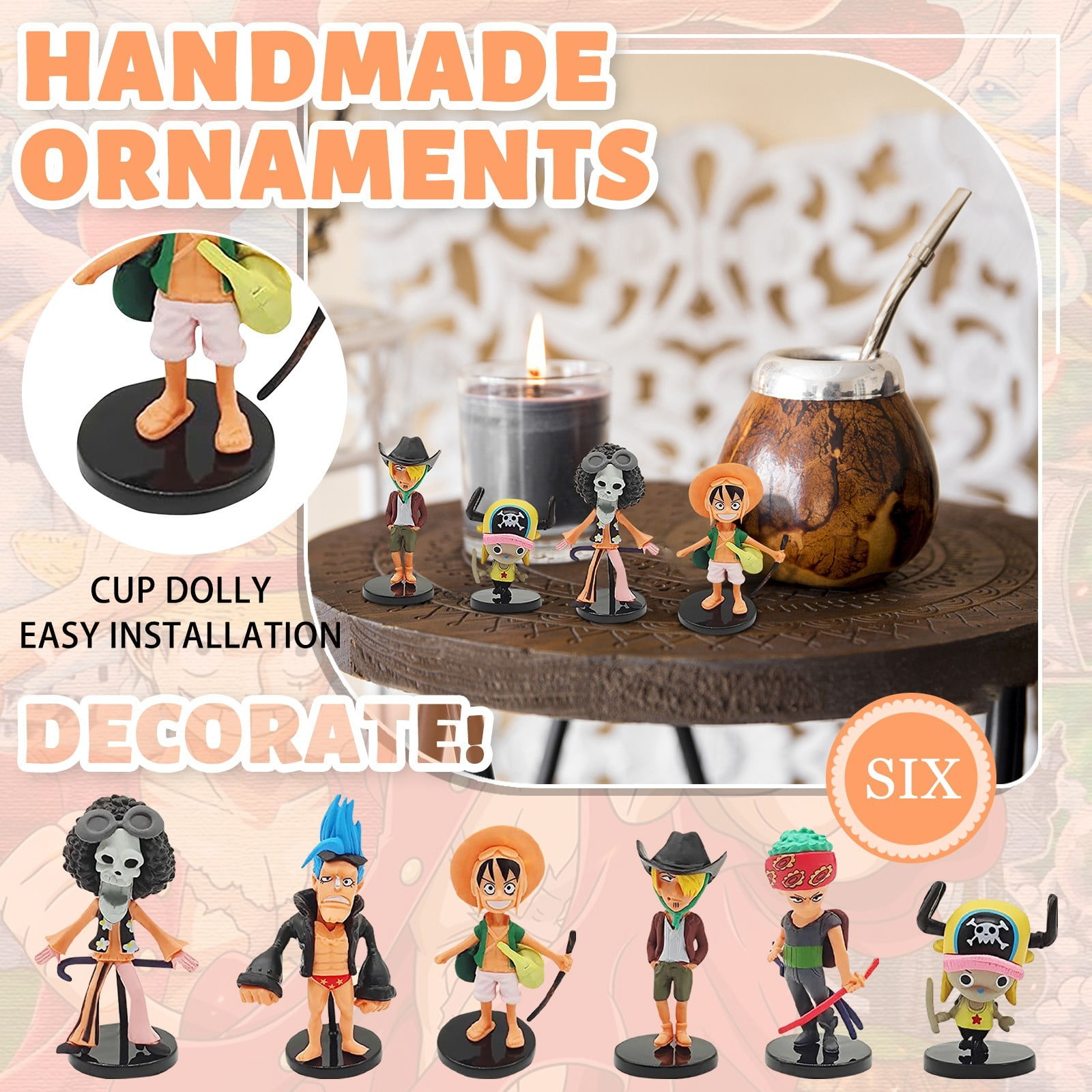 ONE PIECE: Funny One Piece Figurine Set - 6PCS One Piece Straw Hat ...