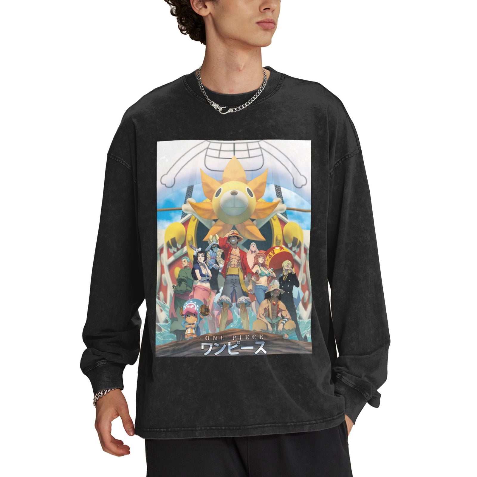 ONE PIECE Long Sleeve Shirt Men's Heavy Weight Crew Neck Long Sleeve T ...