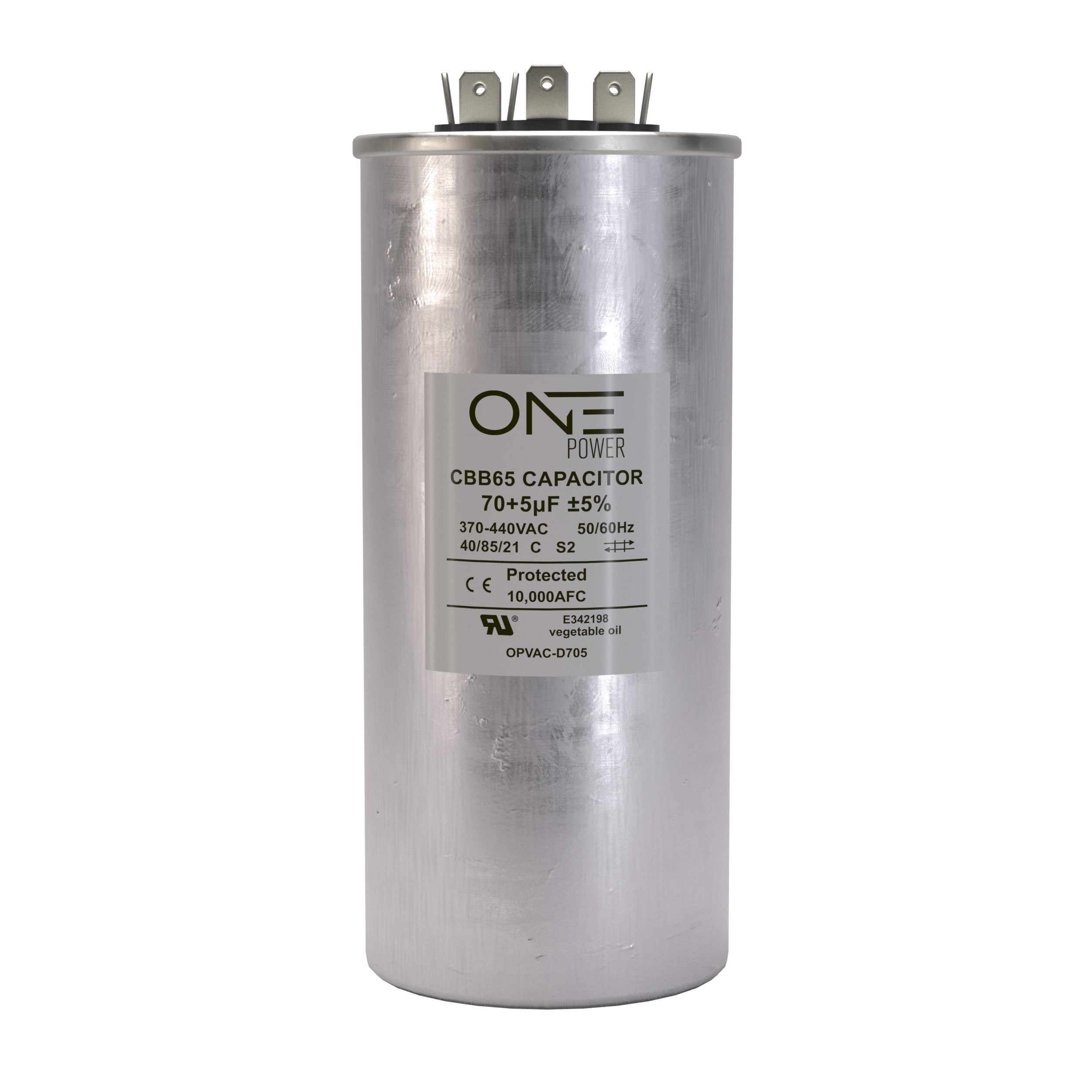 ONE Power 70/7.5-MFD, 370V or 440V Dual Run A/C Capacitor 70+7.5 uF CBB65B Air Conditioner ...