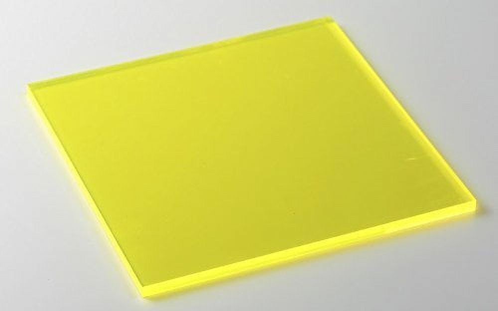 ONE- YELLOW # 9097 FLUORESCENT ACRYLIC PLASTIC SHEET 1/8" 12" X 12 ...