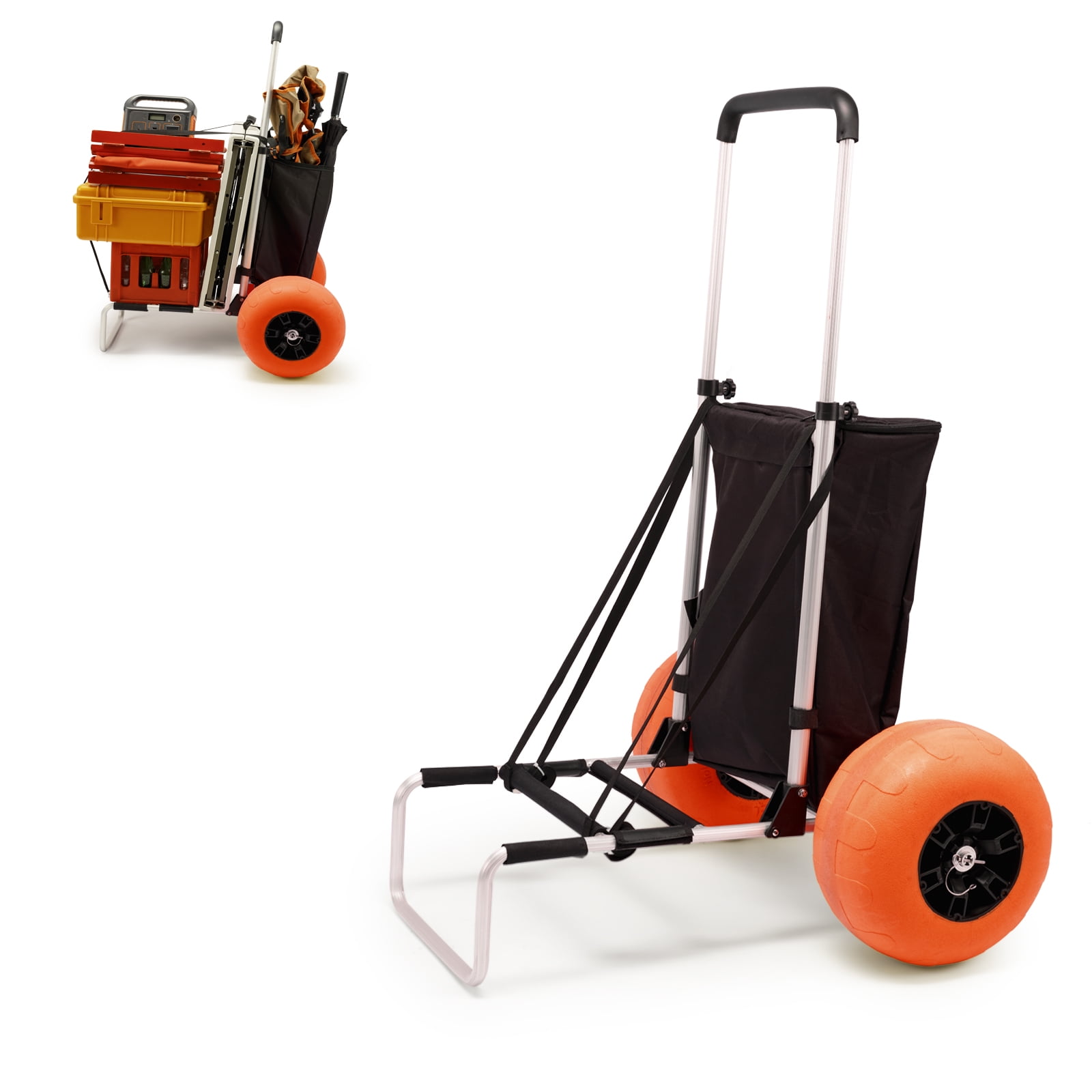ONECHOI Large Foldable Beach Cart Trolley, 13” Big Wheels, 165LBS ...